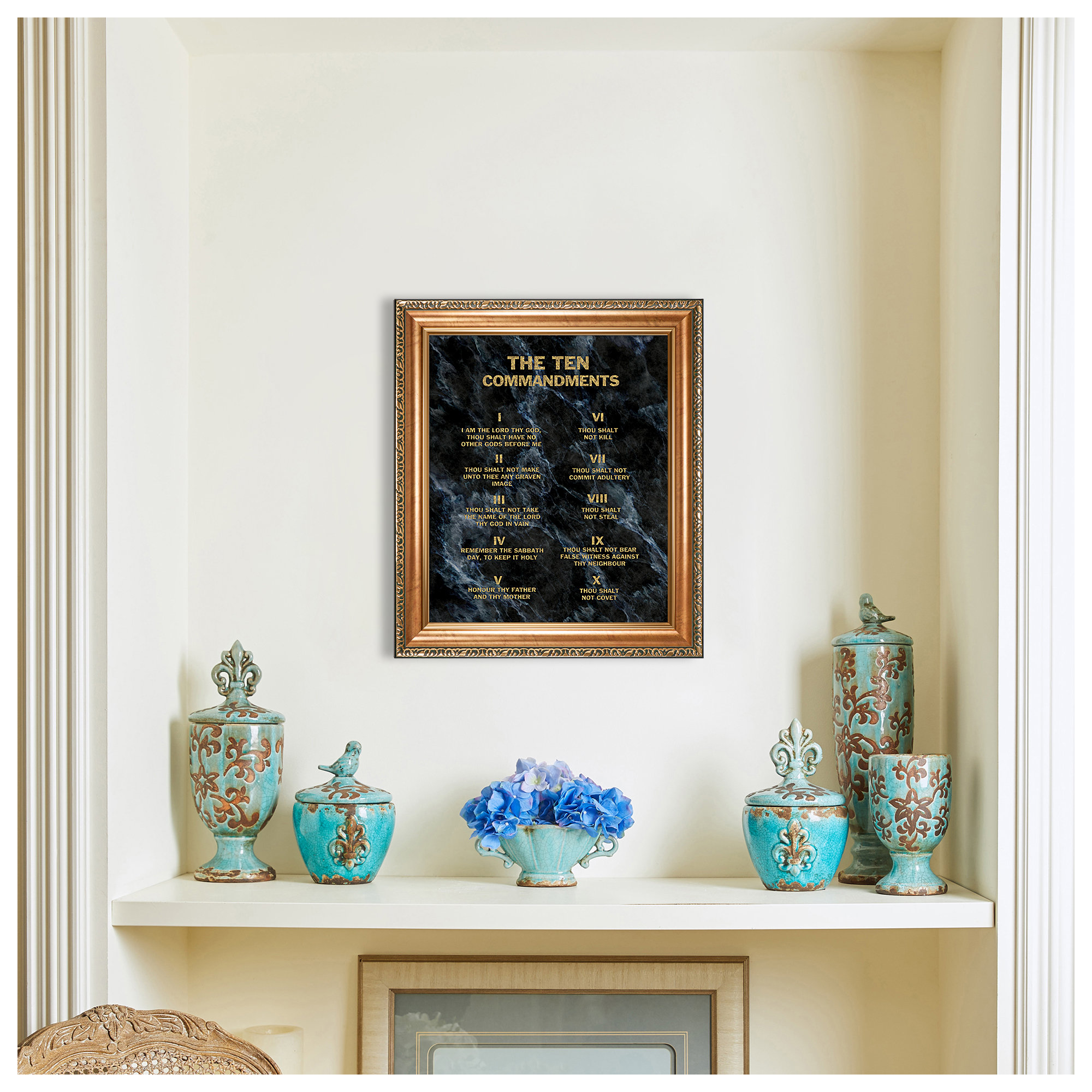 Trinx The Ten Commandments(Black Texture),Gold Embossing Frame The ...