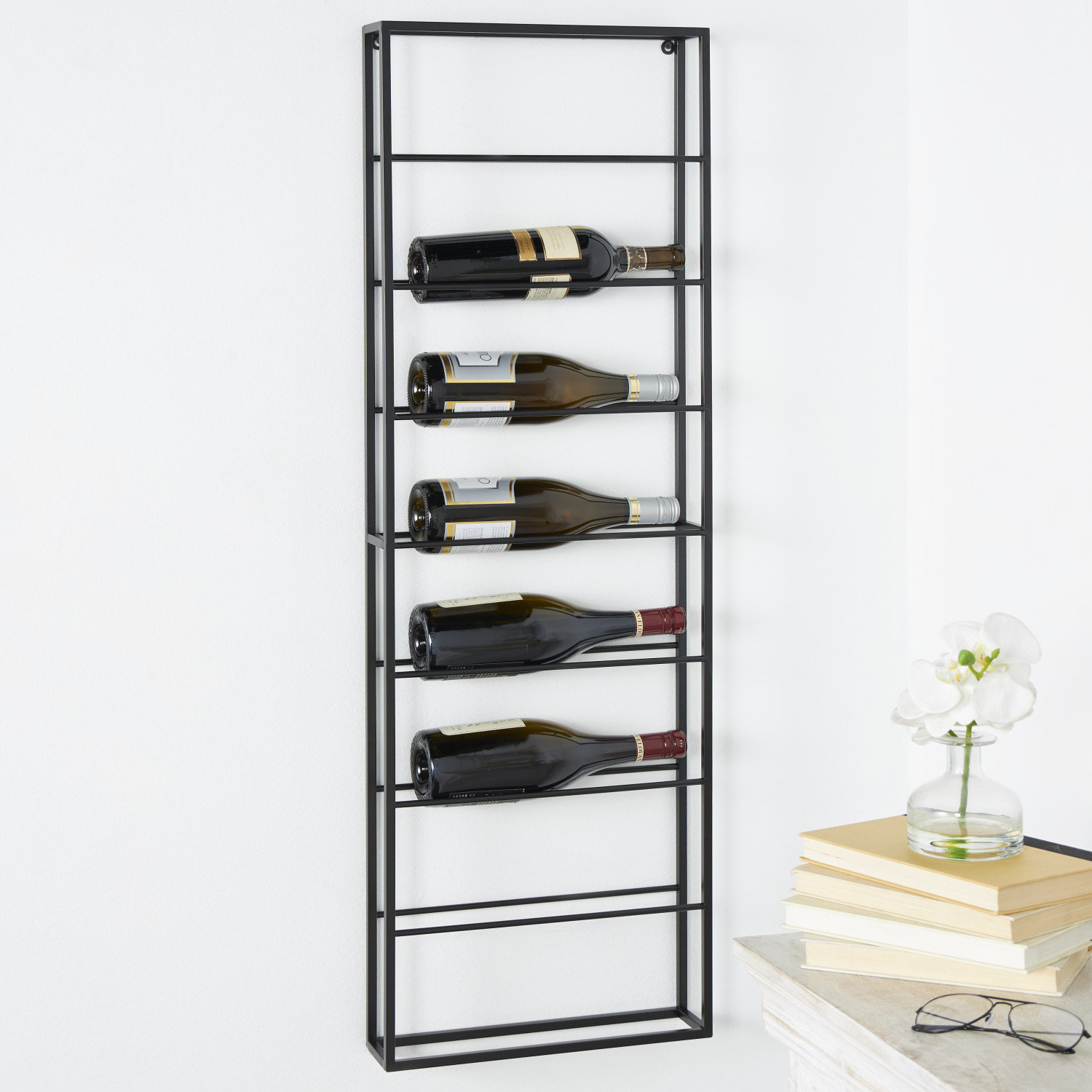 17 Stories Kaya 8 Bottle Wall Mounted Wine Bottle Rack in Black ...