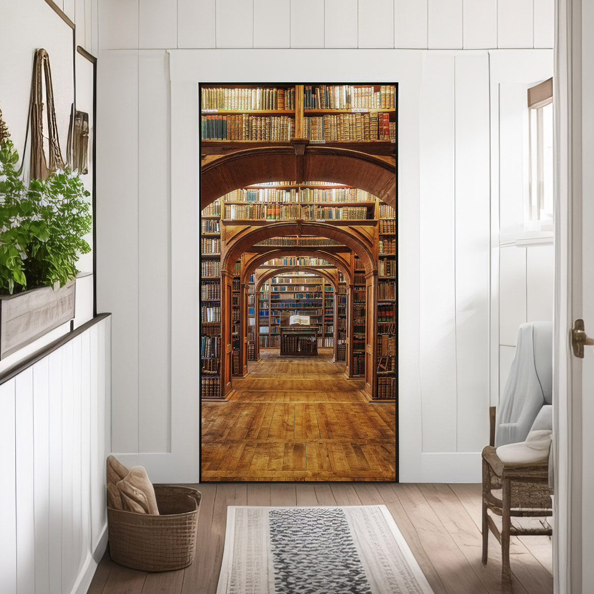 Winston Porter Grand Library Door Mural – Self-Adhesive Fabric Door ...