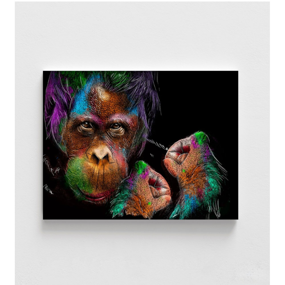 WeFrameArt Colourful Monkey Oil Painting Print, Modern Animal Decor ...