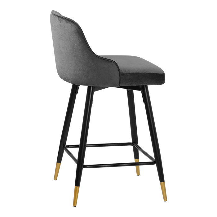 Everly Quinn Swivel Velvet Upholstered Counter & Bar Stool & Reviews ...