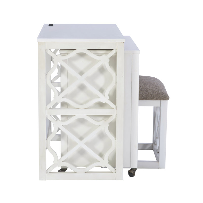 Winston Porter Heeral 36" Nesting Rolling Desk with Upholstered Stool ...
