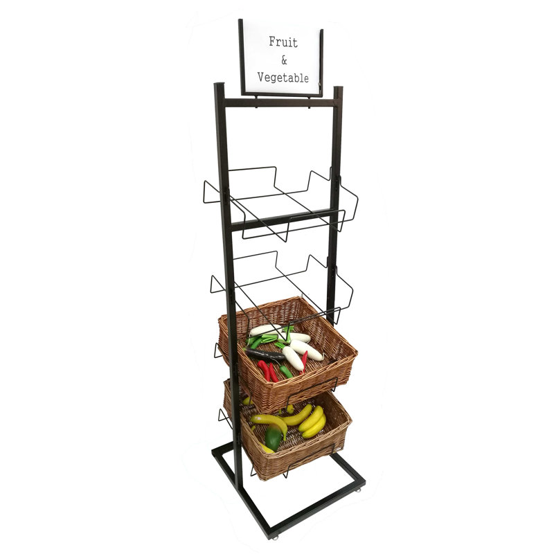 Bayou Breeze 4 Tier Basket Stand Wicker Basket Bakery Rack Produce ...