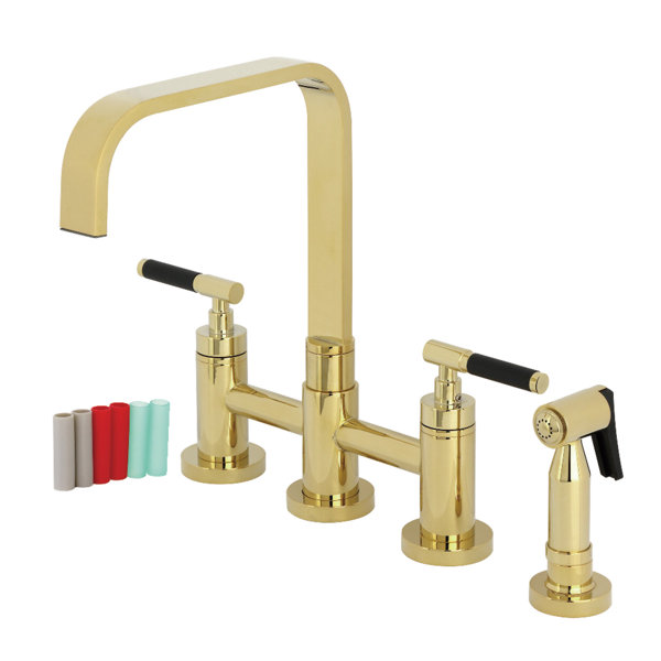 Kingston Brass Kaiser Two-Handle 4-Hole Deck Mount Bridge Kitchen ...
