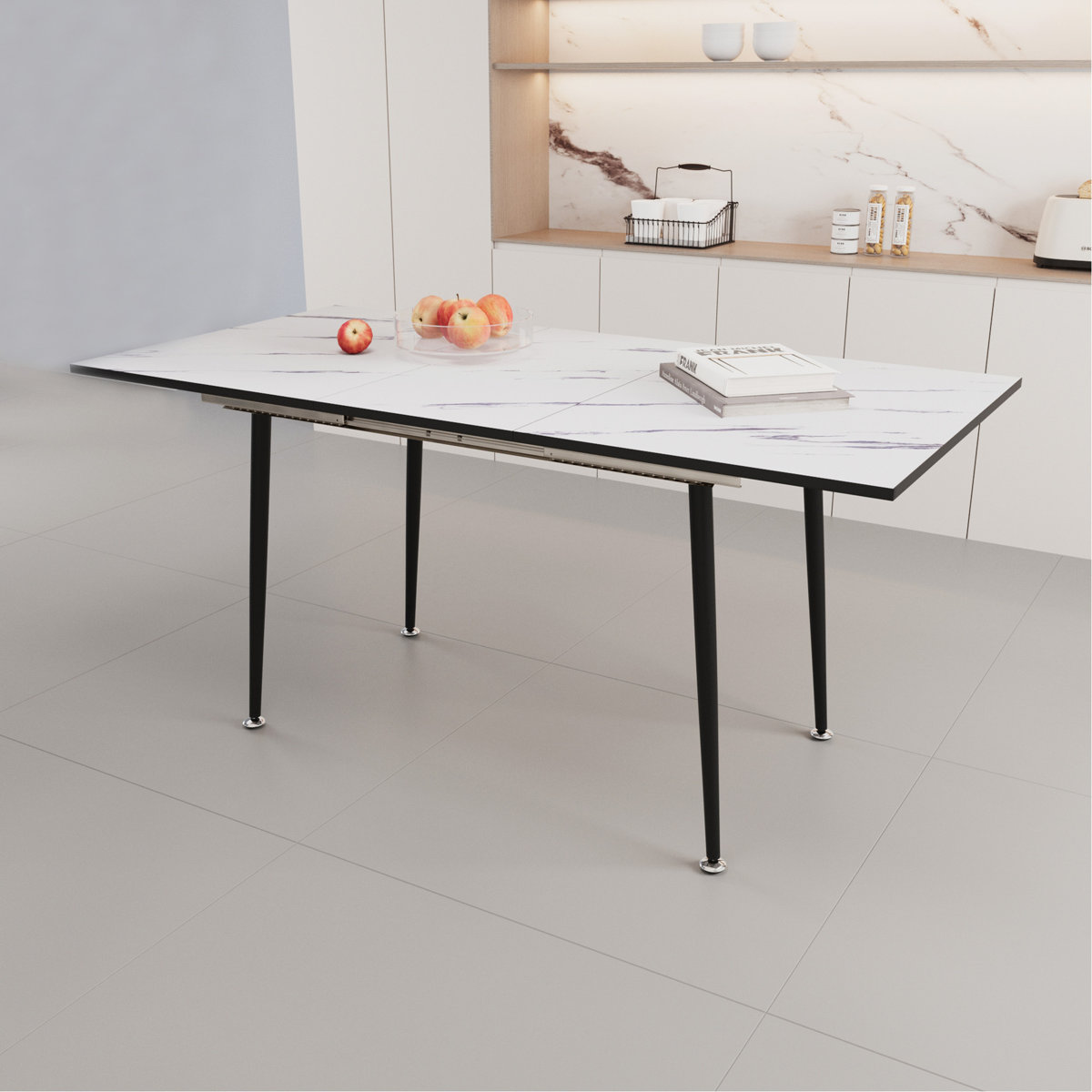 Ivy Bronx Grimm Faux Wood Extendable Rectangular Dining Table | Wayfair