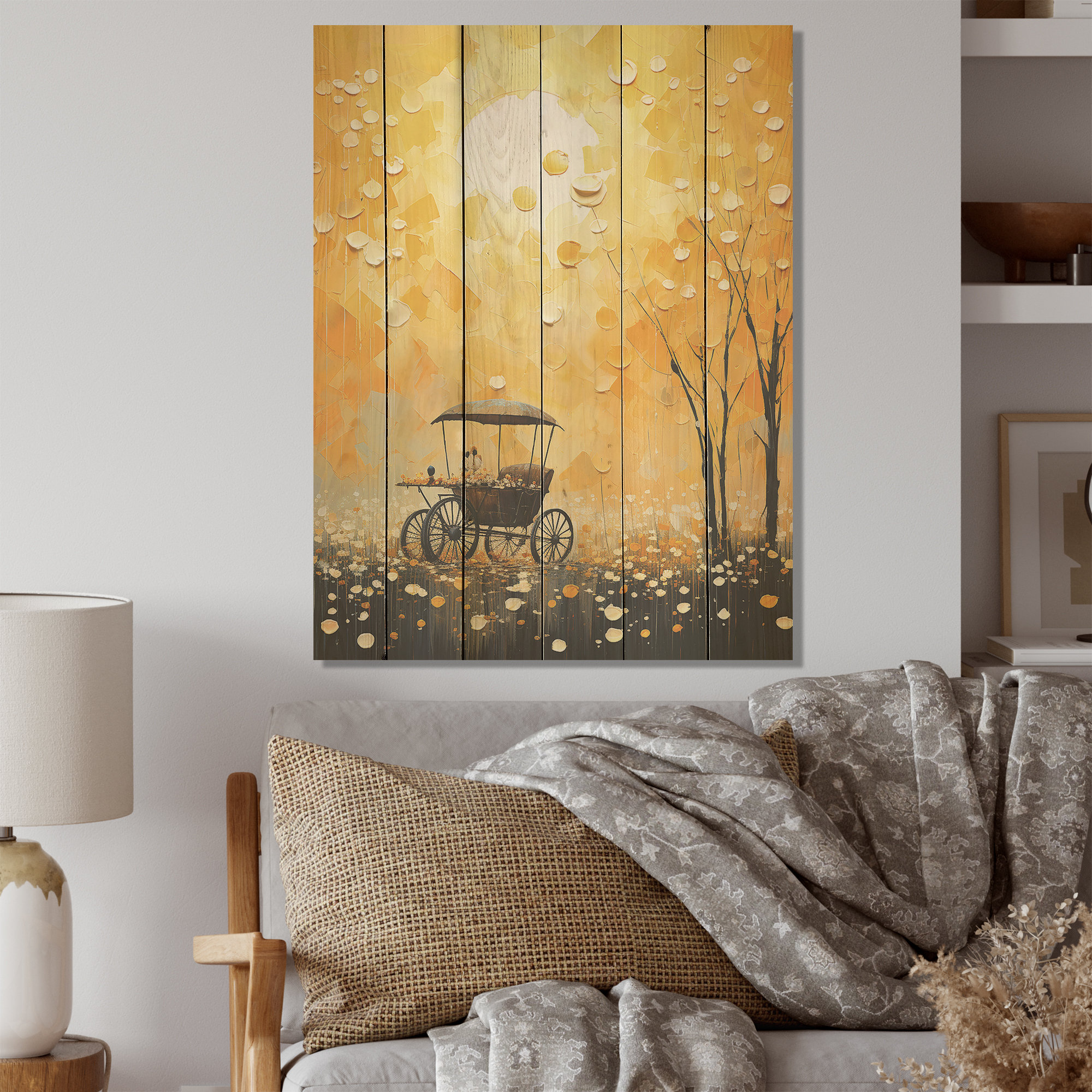 Lark Manor™ Yellow Old Carriage Cart Melody I - Old American Cart Wood ...