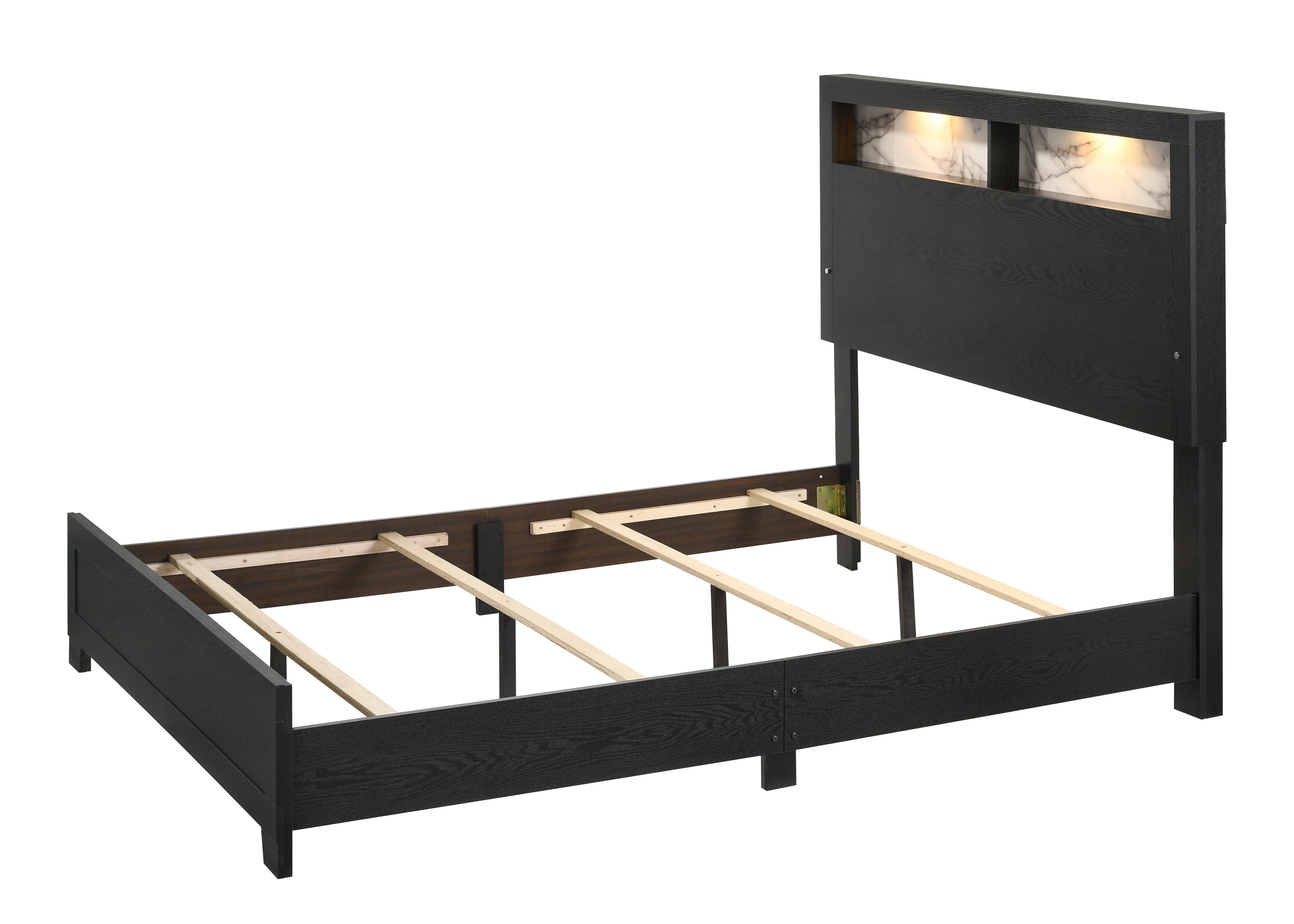 Brayden Studio® Cadence Black Queen LED Panel Bed | Wayfair