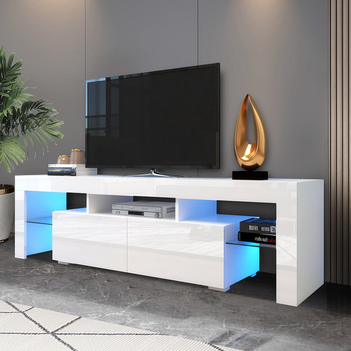 Wrought Studio™ Modern TV Stand 20 Colors LED TV Stand w/Remote Control ...