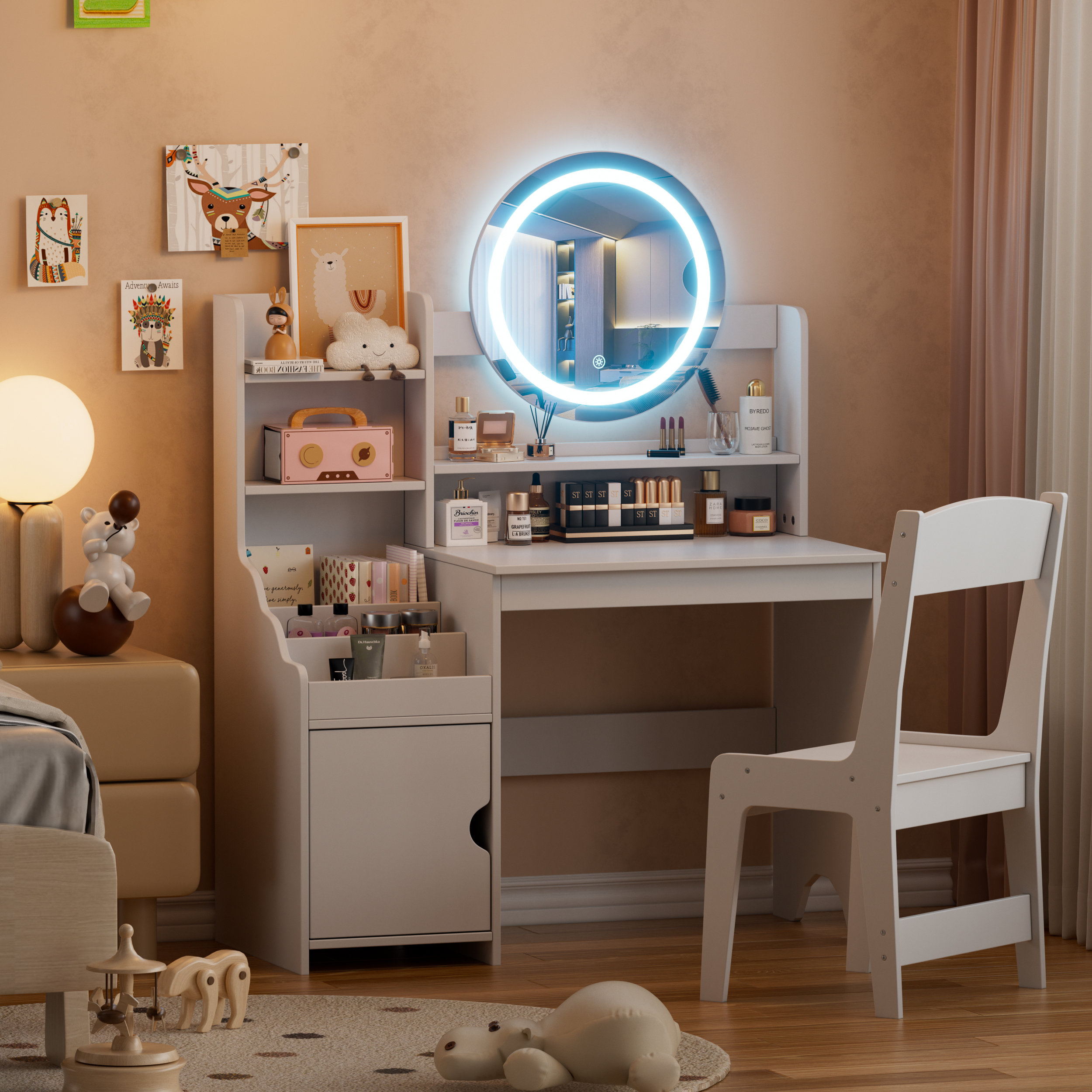 Isabelle & Max™ Kids Vanity Set With Mirror, Lighted Vanity Table And ...