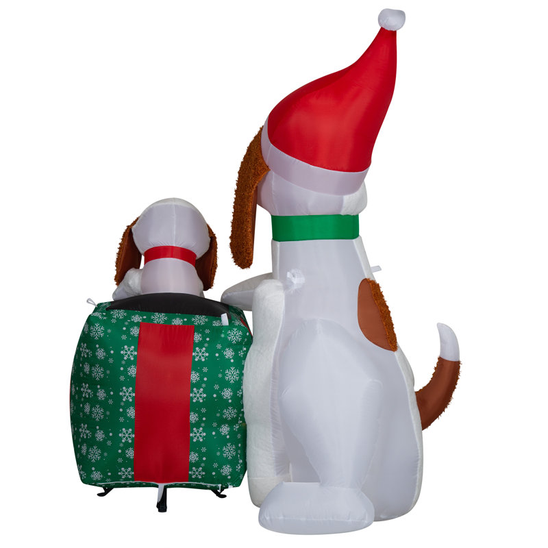 Gemmy Industries Christmas Inflatable Dog Family Scene | Wayfair