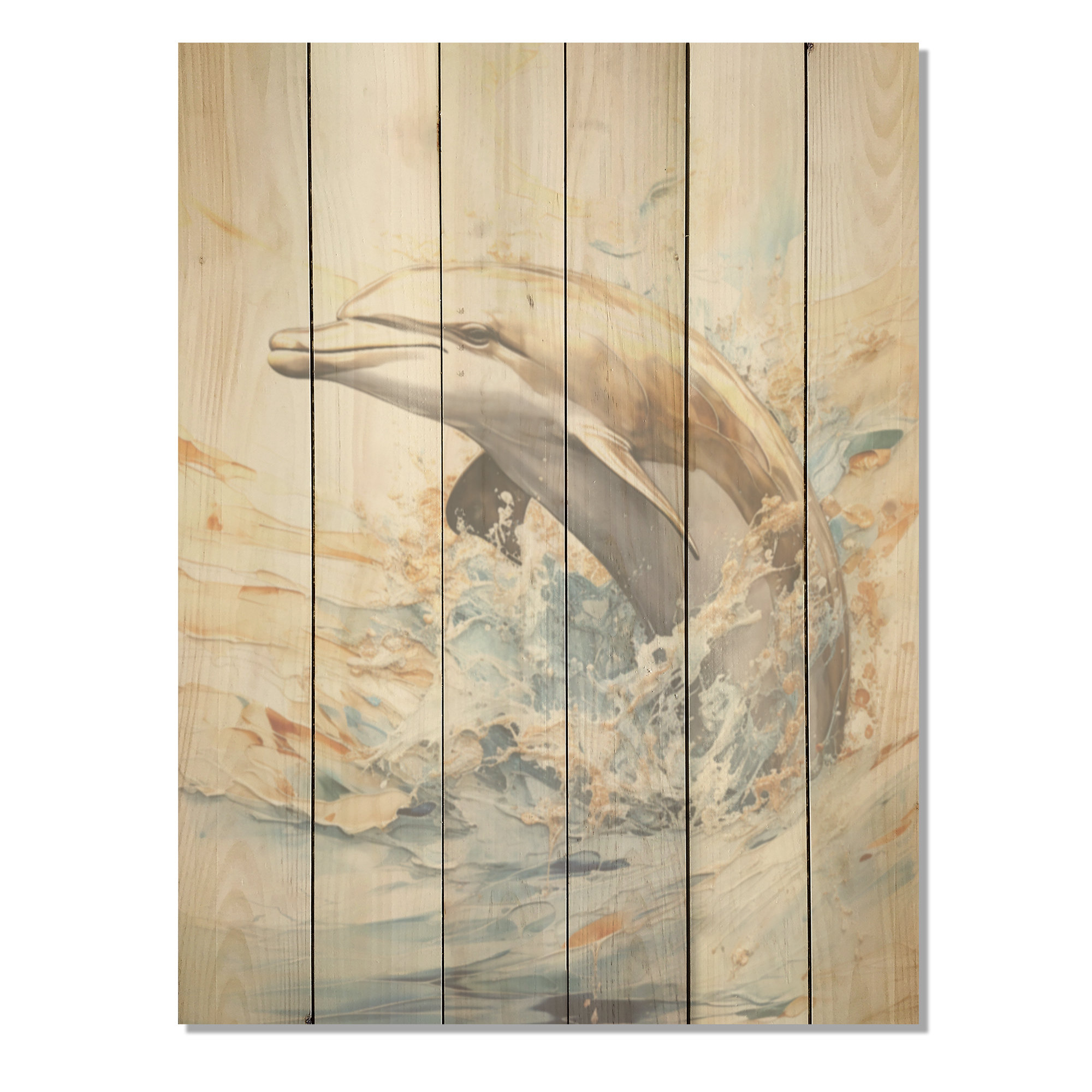 Ophelia & Co. Beige And Gold Dolphin Happiness - Dolphin Wood Wall Art ...