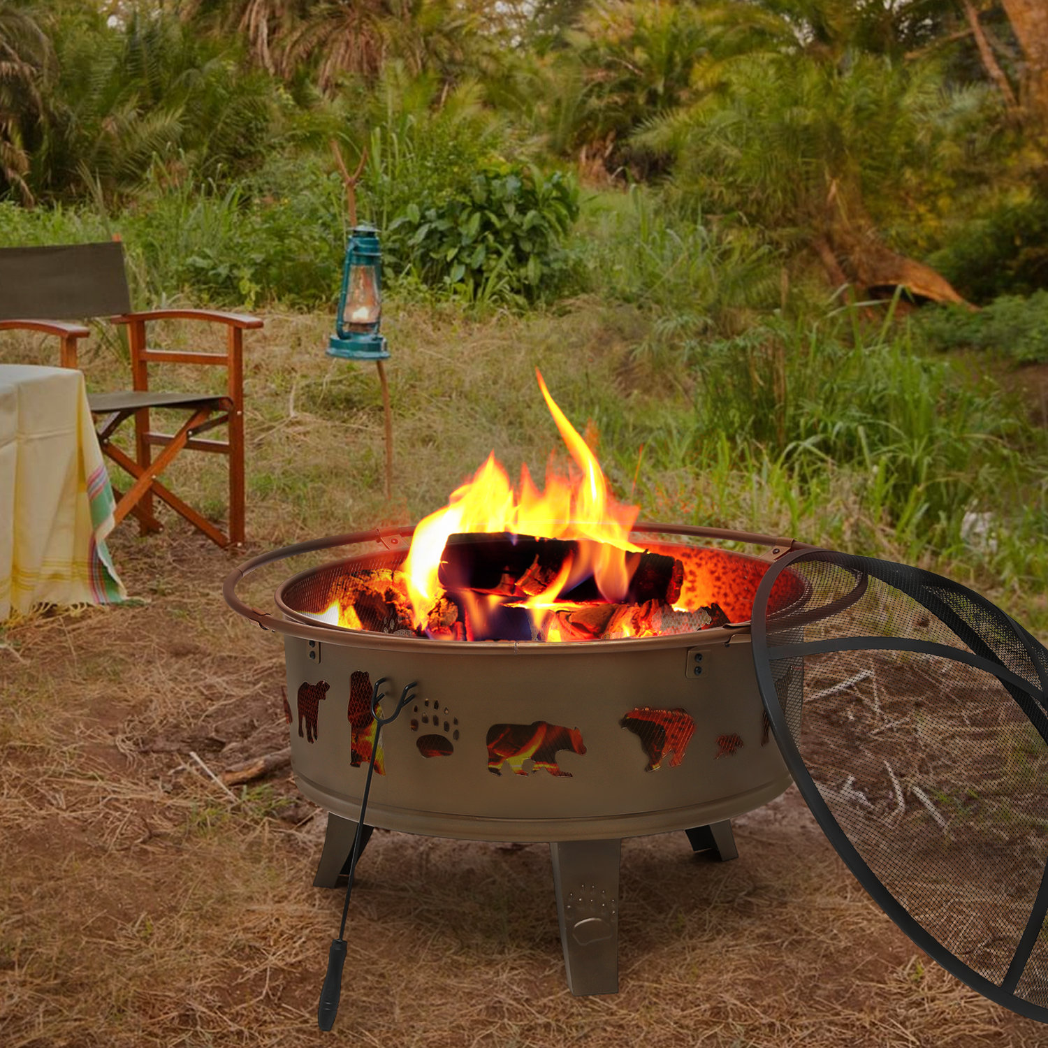 Millwood Pines 23.5" H x 32" W Iron Wood Burning Outdoor Fire Pit with ...