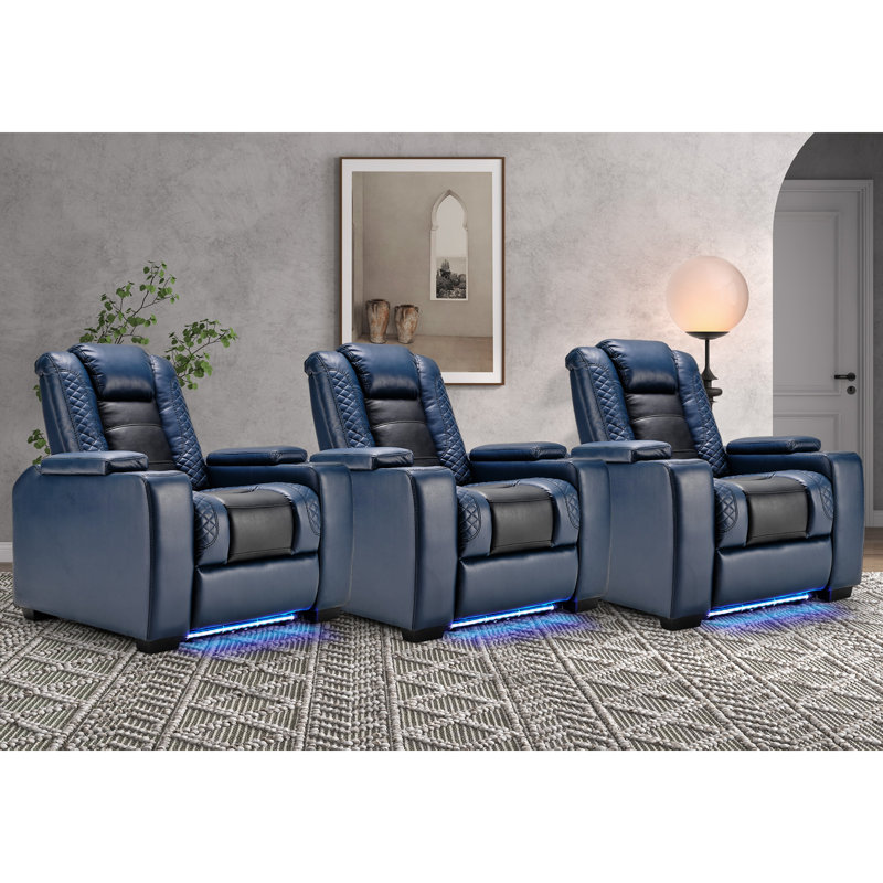 Winston Porter Valdur Adjustable Headrest Power Recliner Man Cave Home ...