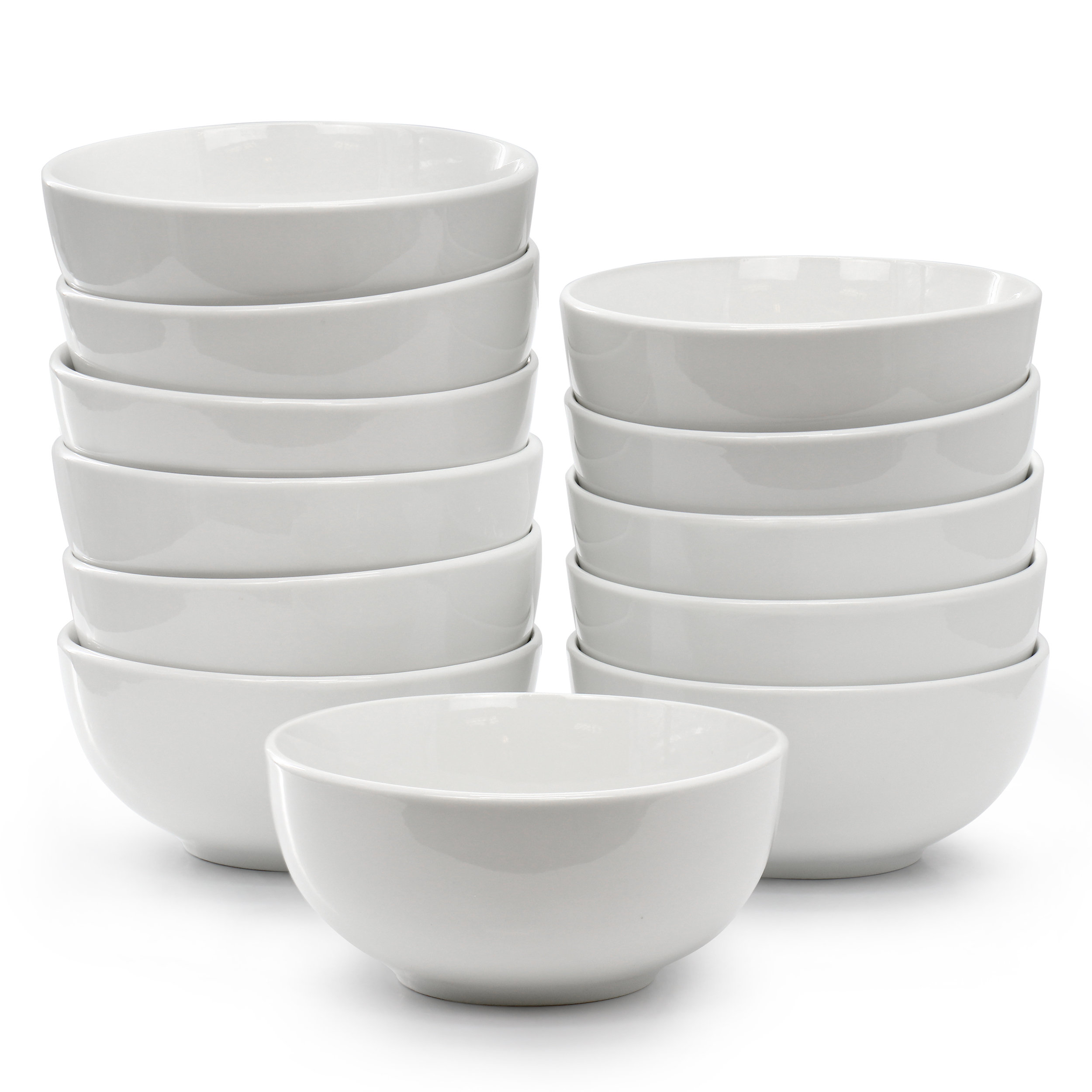 Latitude Run® Professional Kitchen 12 Piece Porcelain Bowl Set in White ...
