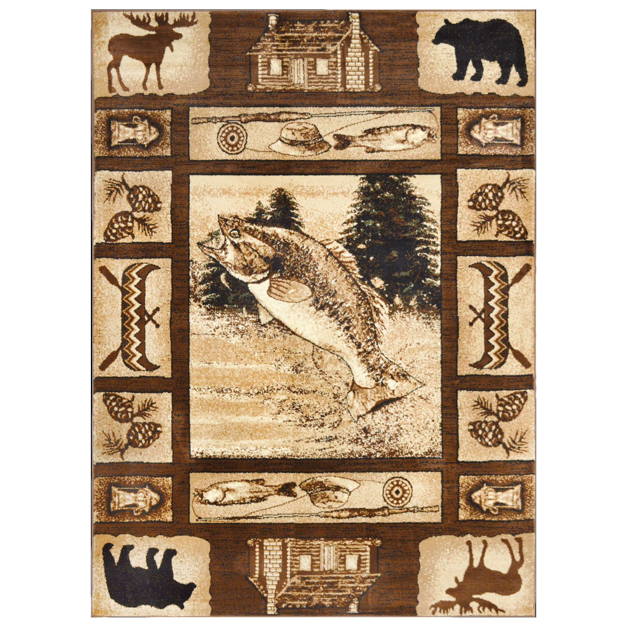 Millwood Pines Brad Polypropylene Brown/Cream Rug | Wayfair