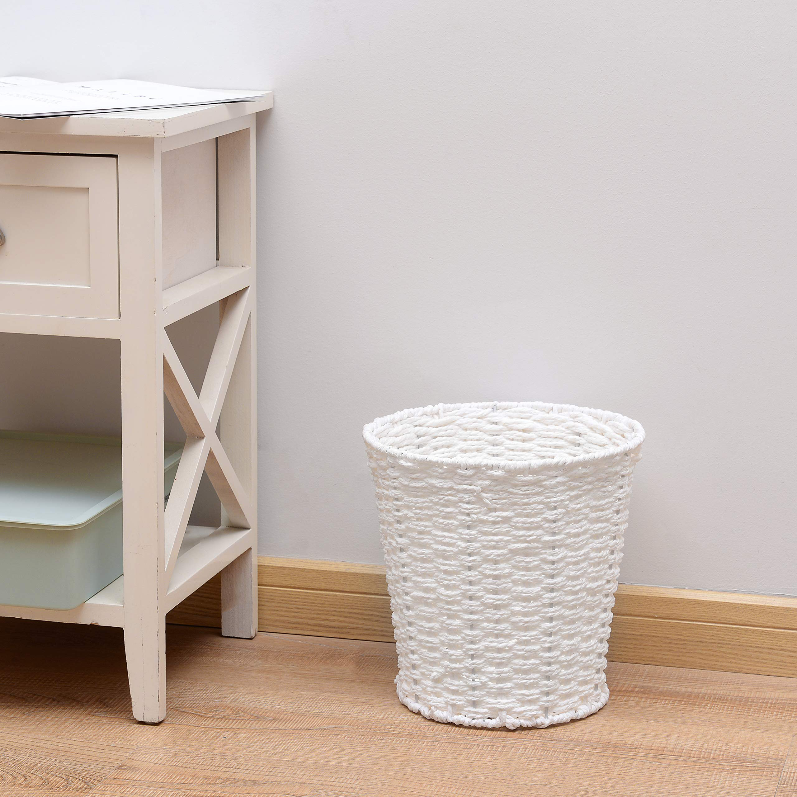 wanmo Round Wicker Waste Basket Paper Bin - Wicker Trash Basket - Woven ...