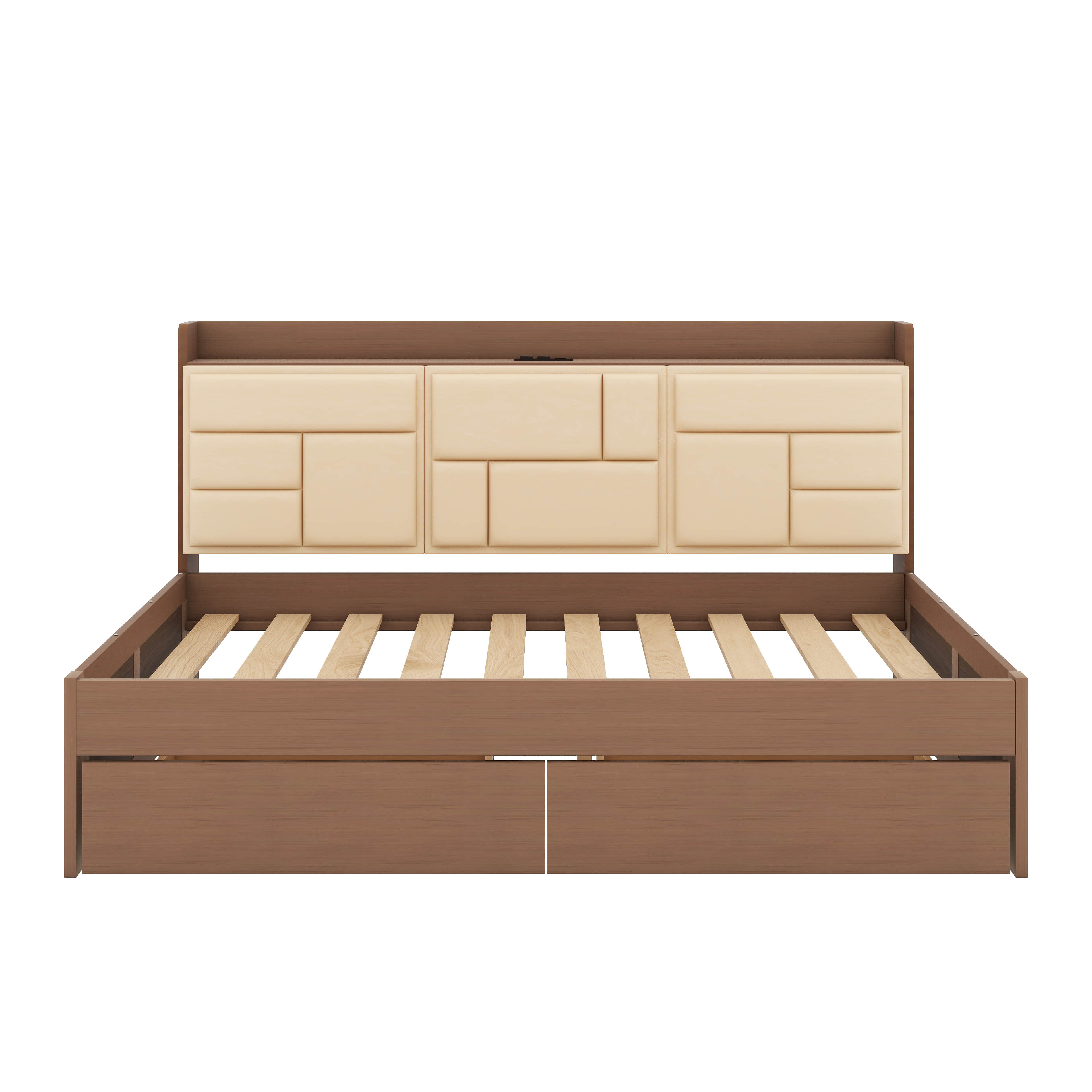 Latitude Run® Wooden Daybed Featuring Padded Storage Shelves | Wayfair