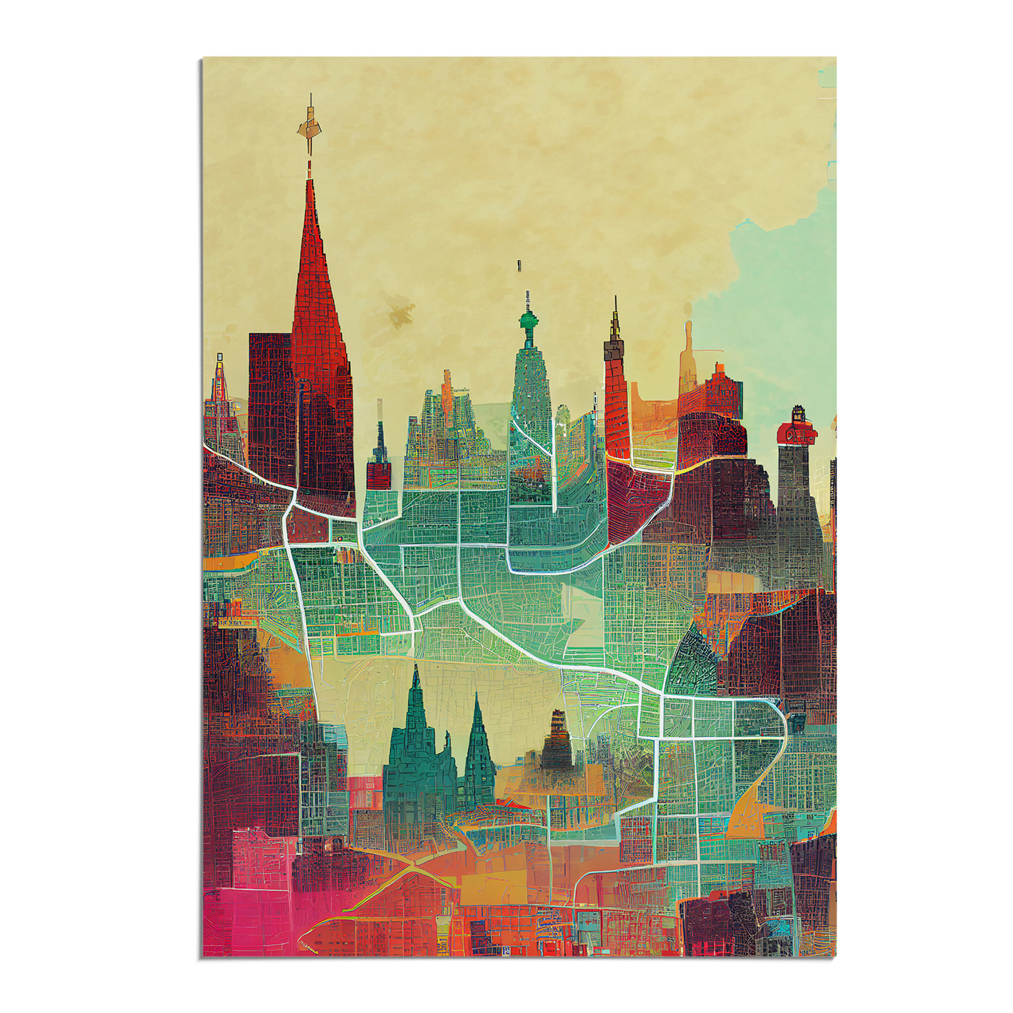 17 Stories City Skyline Map No.1 - Graphic Art | Wayfair.co.uk