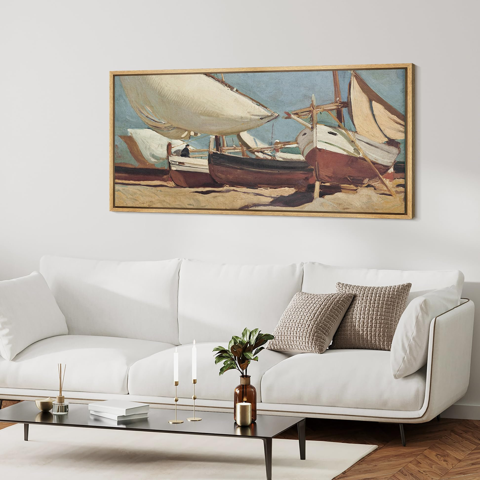 IDEA4WALL Coastal Beach Vintage Nautical Scene with Sailing Boats ...