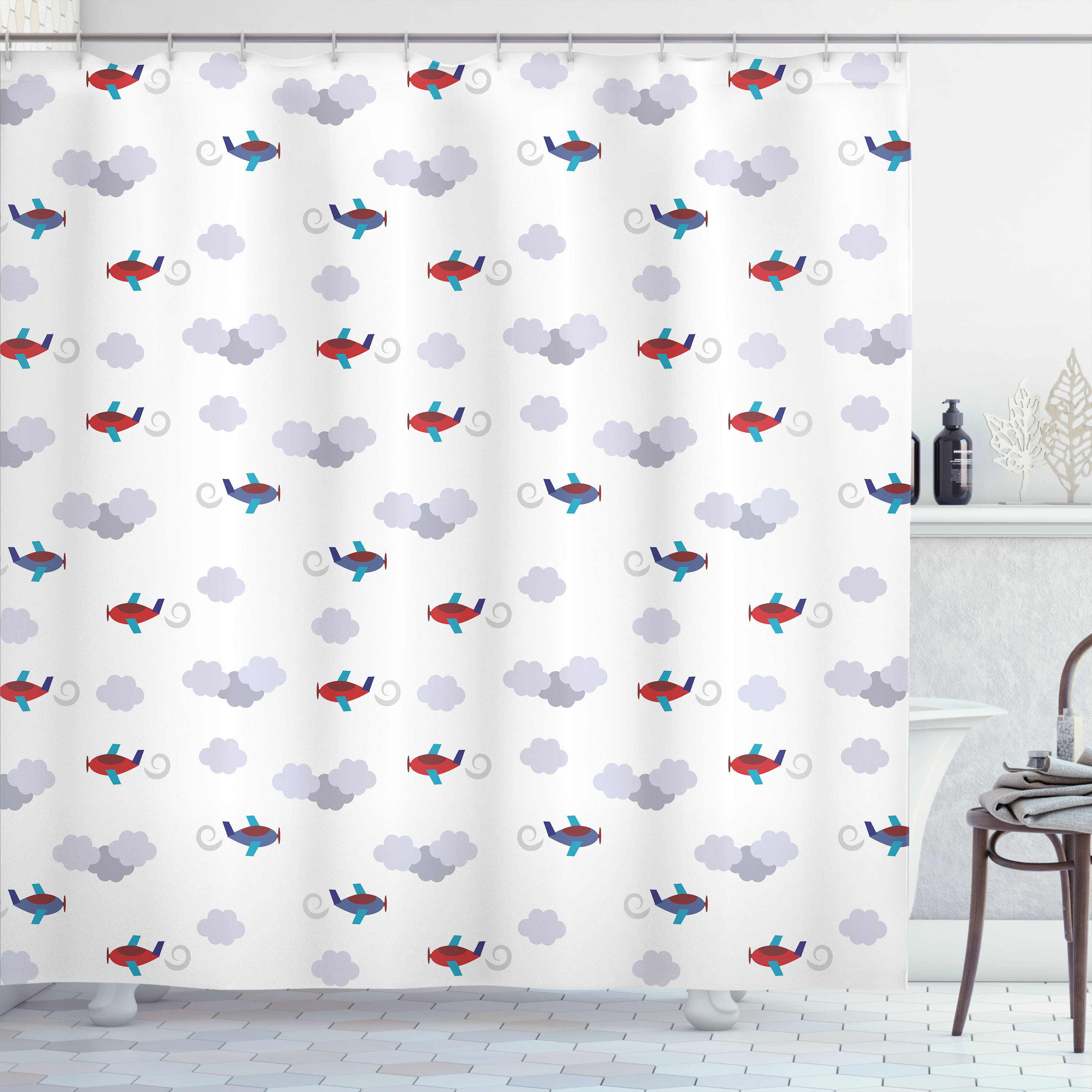 Latitude Run® Airplane Shower Curtain Planes in Sky Multicolor | Wayfair