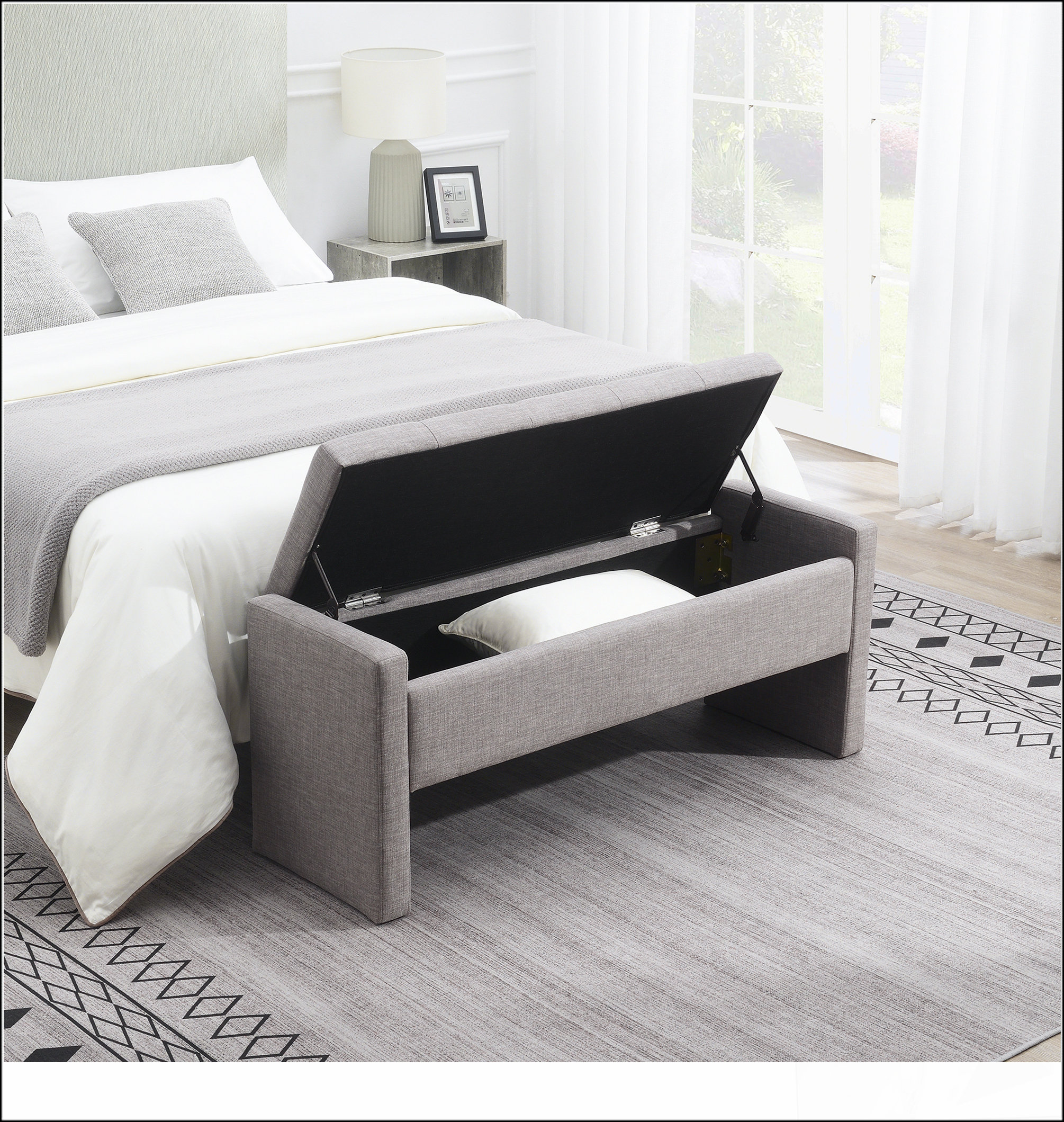 Ebern Designs Modern Bed End Bench with Storage,Upholstered Large Foot ...