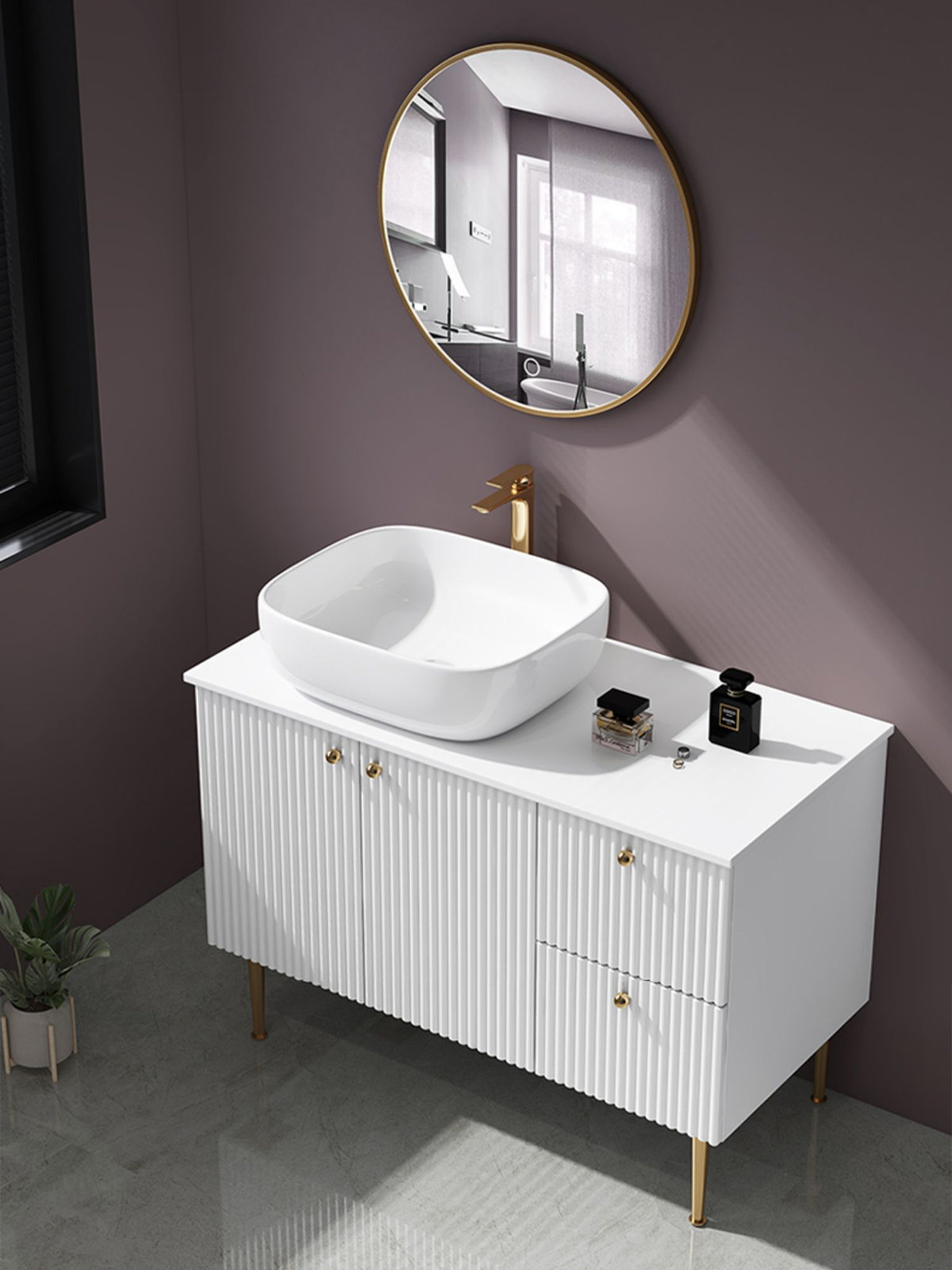 Everly Quinn White Ceramic Basin Solid + Manufactured Wood Bathroom ...