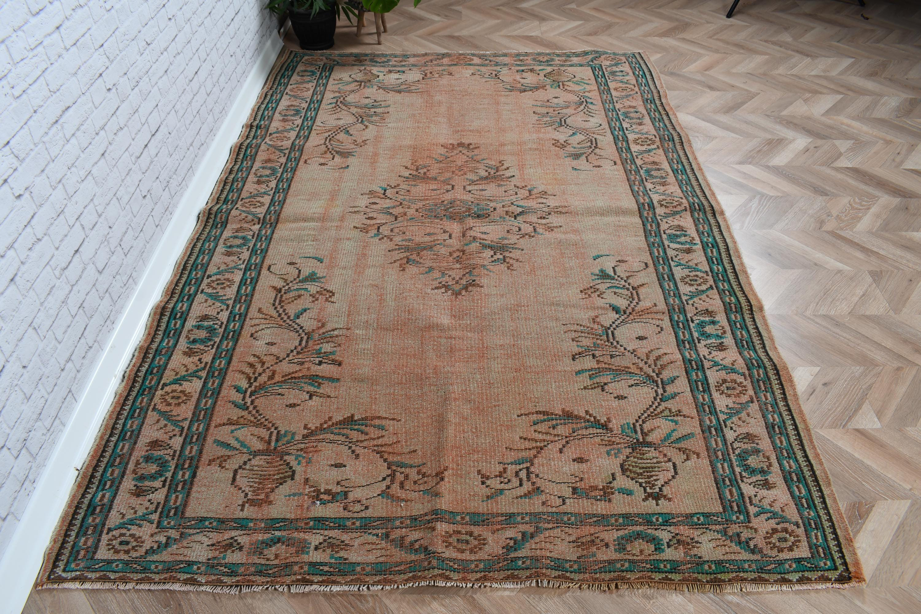 Wildon Home® Elegant Floral Design Turkish Area Rug in Muted Peach and ...