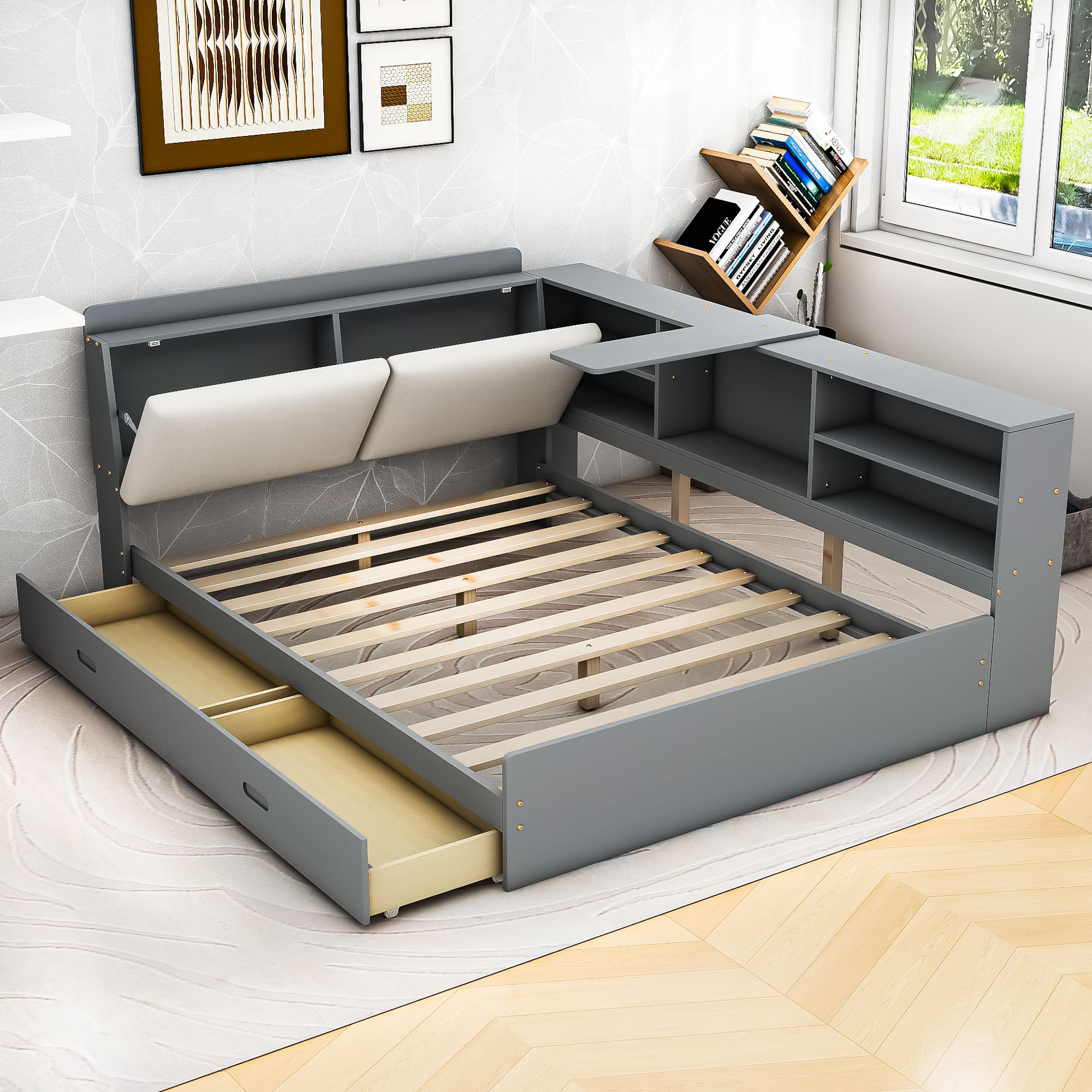 Winston Porter Harrelson Full-Size Wood Platform Bed with Headboard and ...
