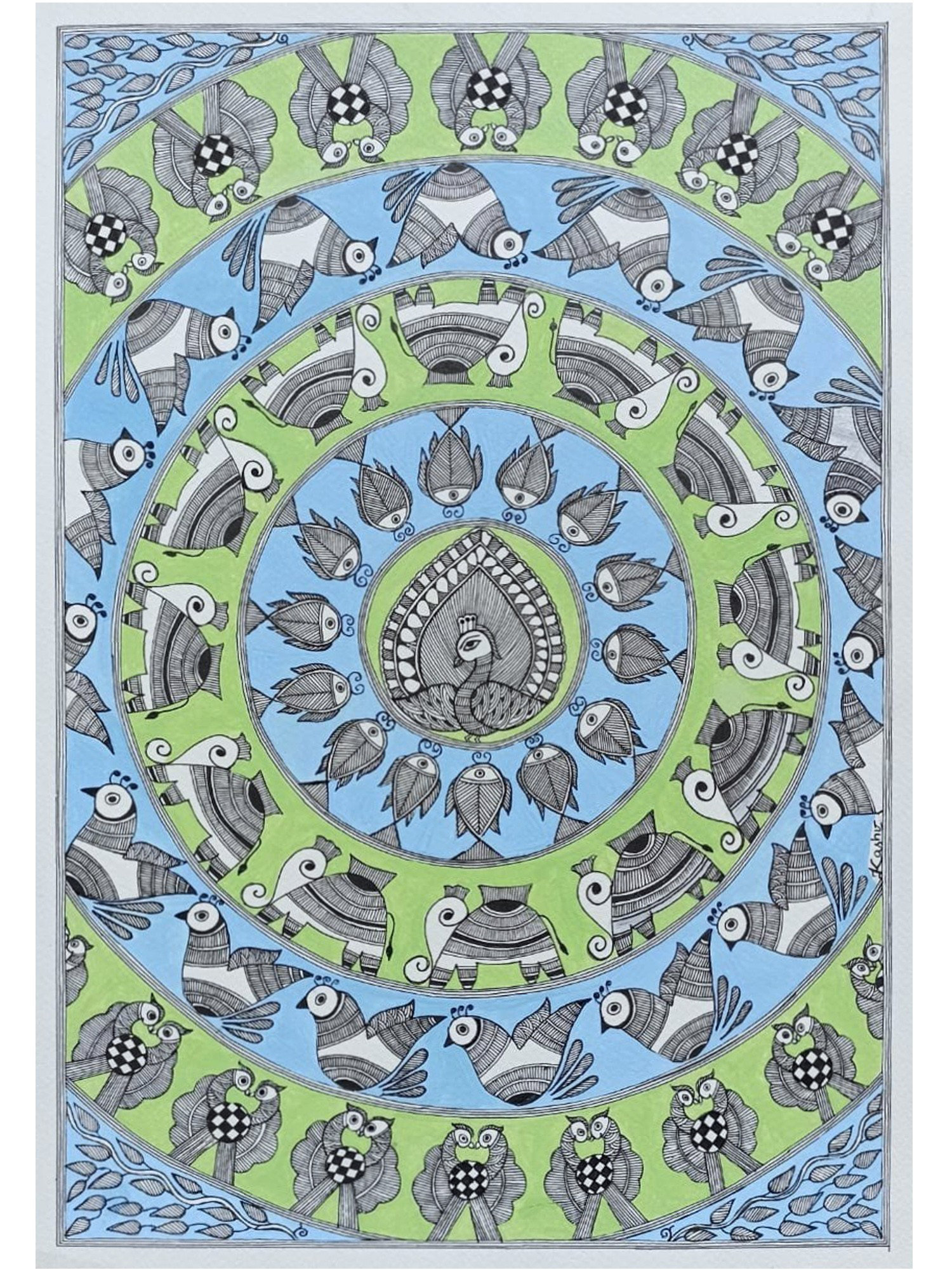 Bungalow Rose Godna - Bird Fishes And Elephant | Acrylic On Paper | By ...