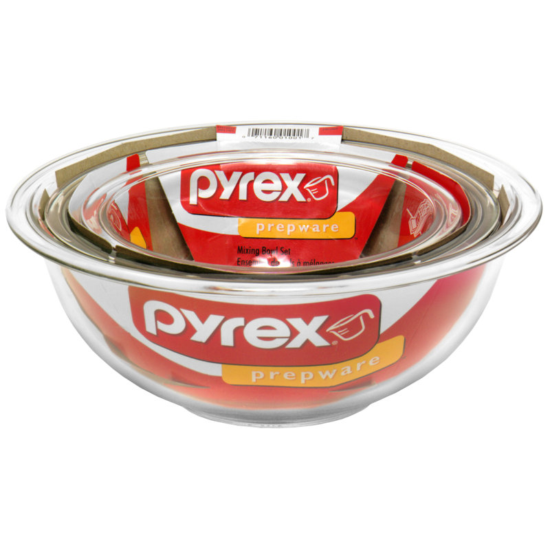 Pyrex Prepware 3 Piece Glass Mixing Bowl Set & Reviews | Wayfair