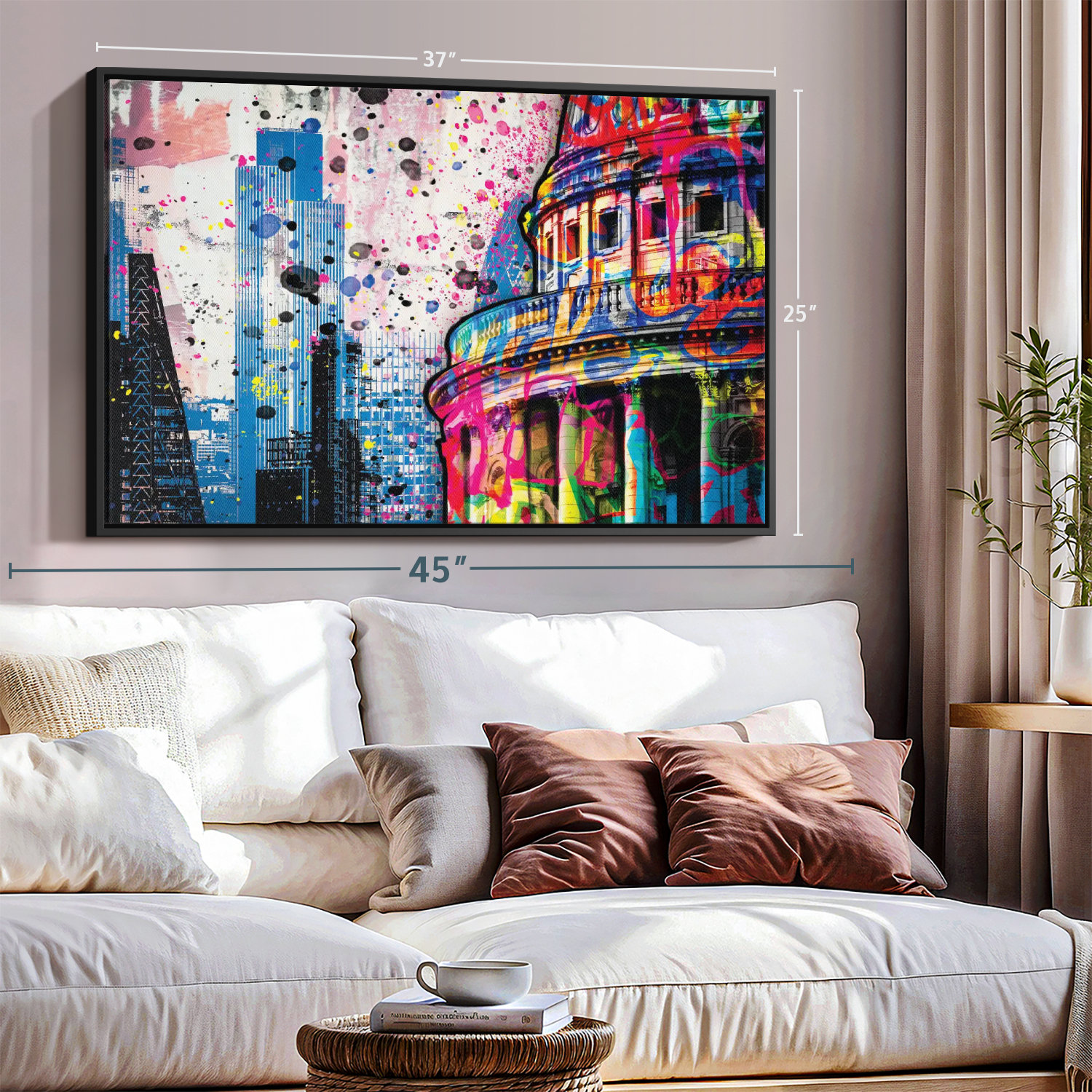 Ebern Designs London Phone Booths Paint Splash Canvas Print | Wayfair