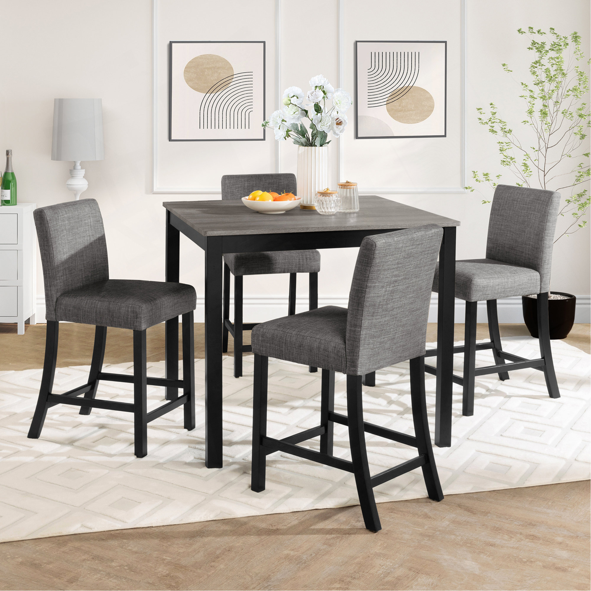 Lark Manor 5-Piece Counter Height Table Set With 4 Chairs, Counter ...