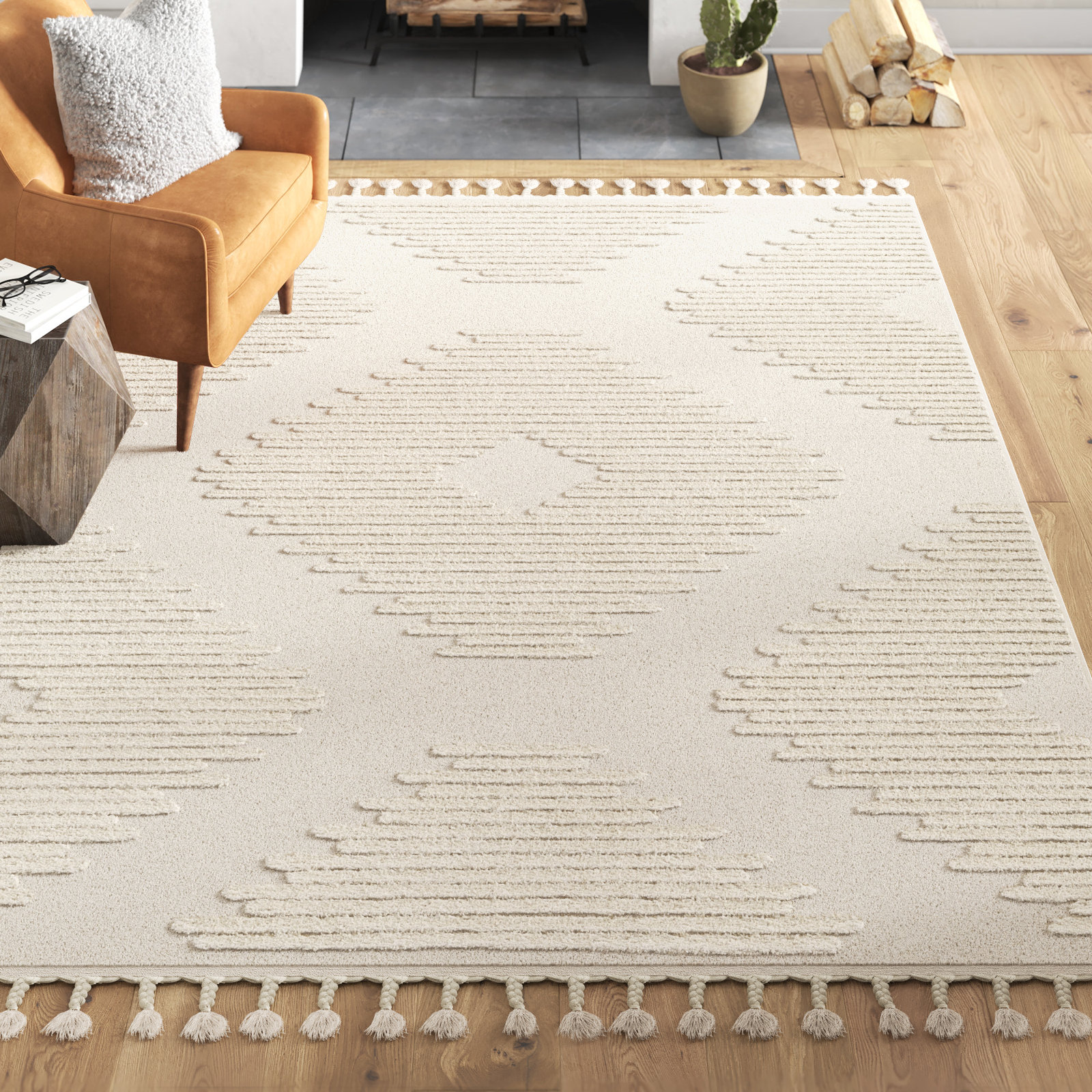 The Twillery Co.® Firman Geometric Machine Woven Cream Area Rug ...