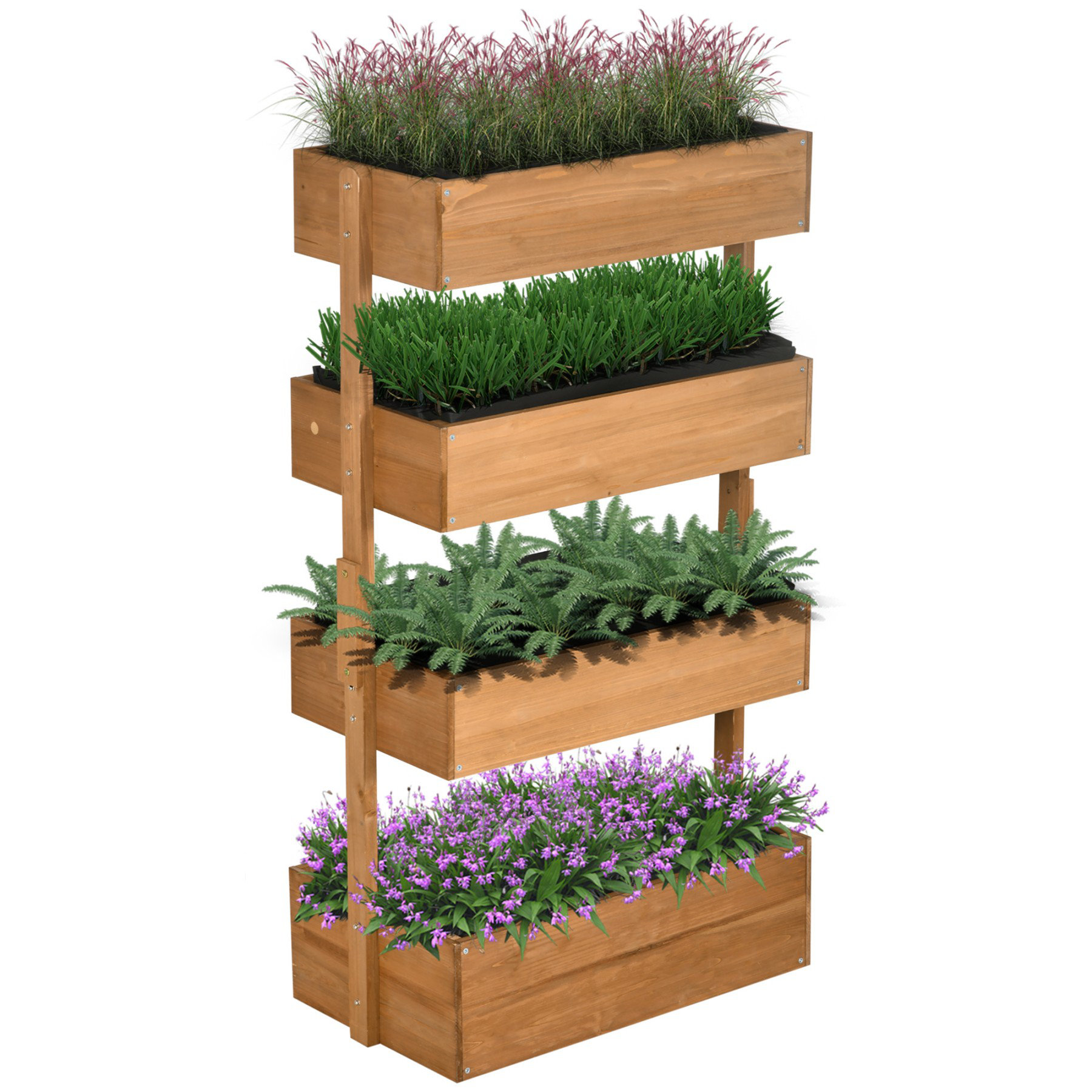 Union Rustic Outsunny Vertical Garden Planter, Wooden 4 Tier Planter ...