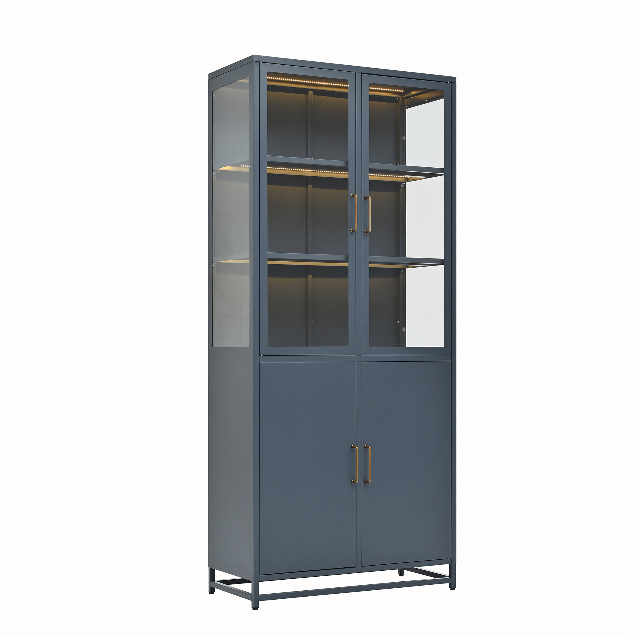 Latitude Run® 76.75'' Tall Display Cabinet with Double Glass Doors ...