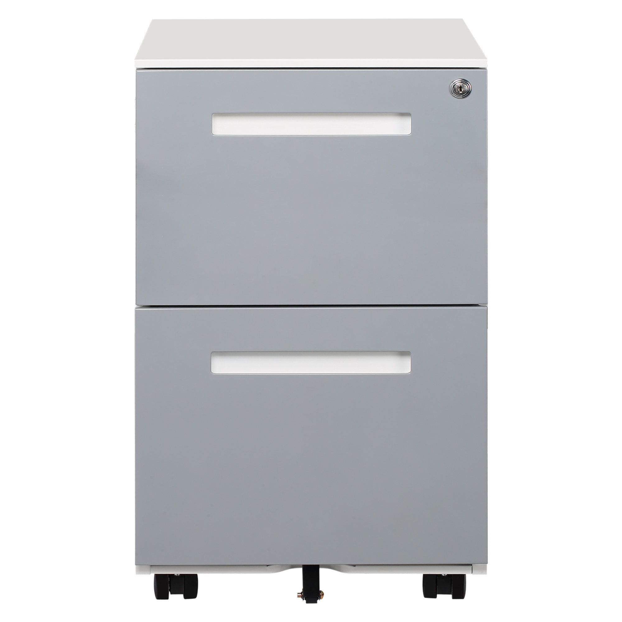 Inbox Zero 2 Drawer Mobile Locking Metal File Cabinet with 5 Wheels ...