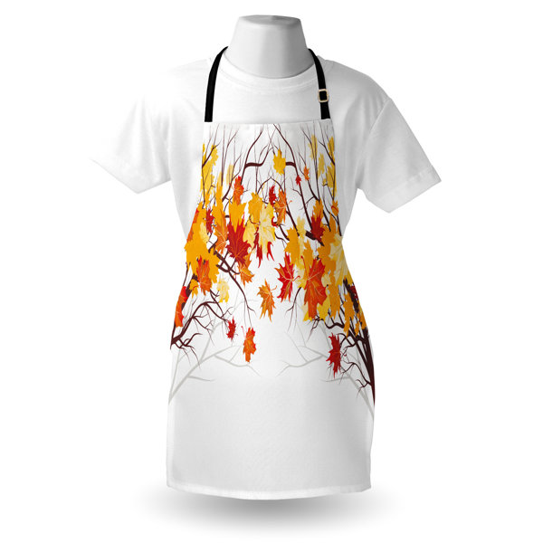 East Urban Home Fall Apron Unisex, Cartoon Maple Autumn Tree, Adult ...