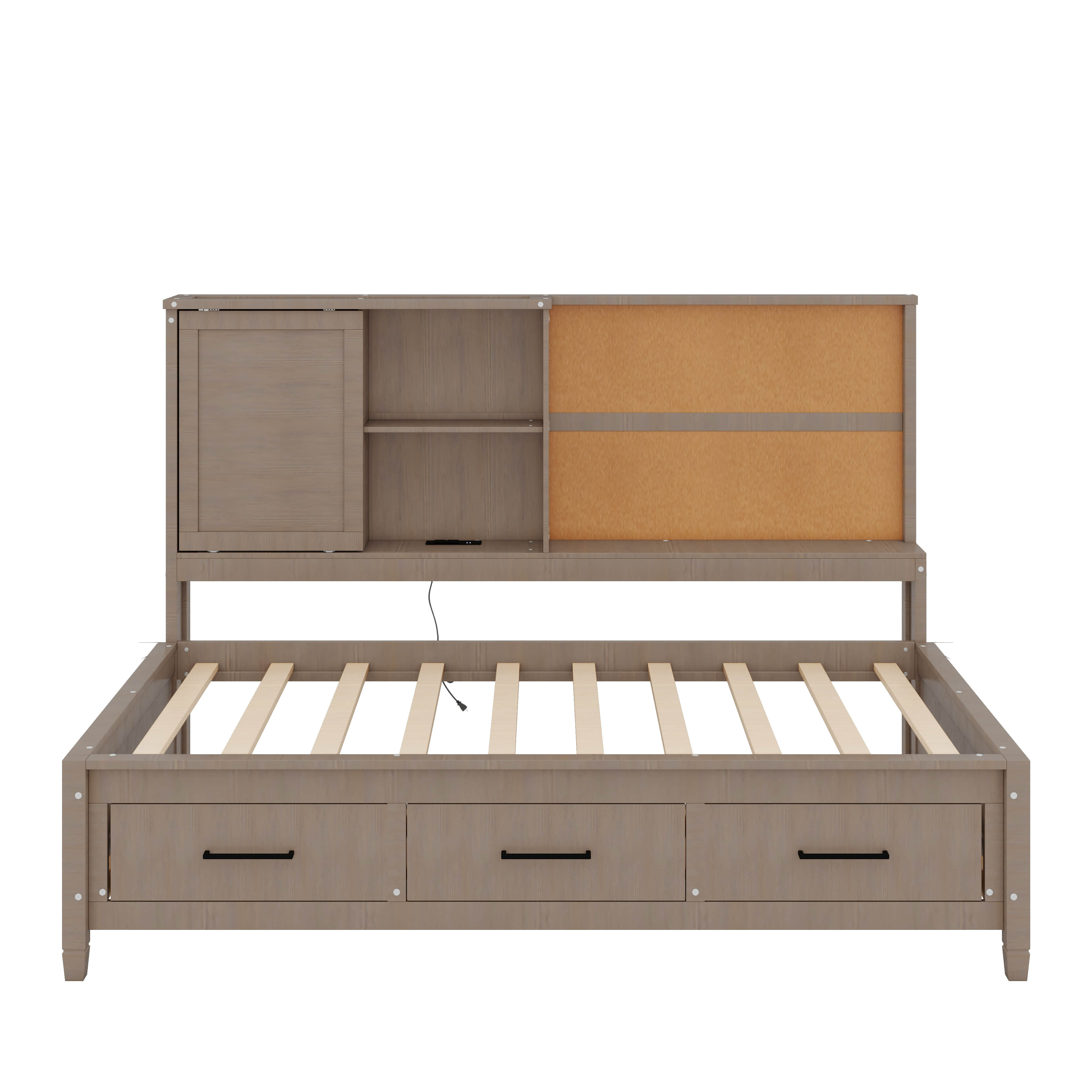 Lark Manor Twin Size Lounge Daybed With Storage Shelves, Cork Board ...