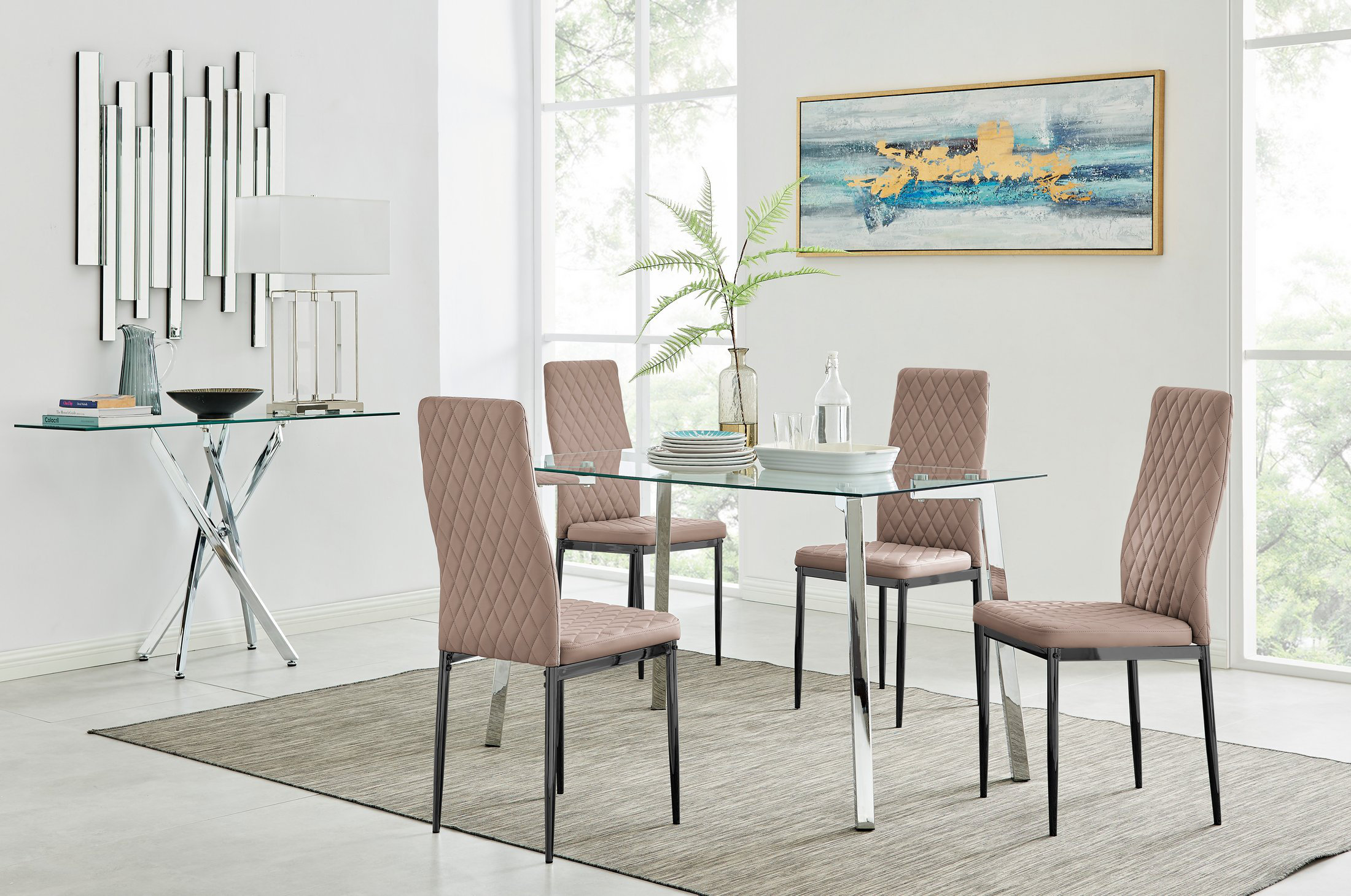 Canora Grey Eubanks Dining Table And 4 White Gold Leg Chairs & Reviews ...