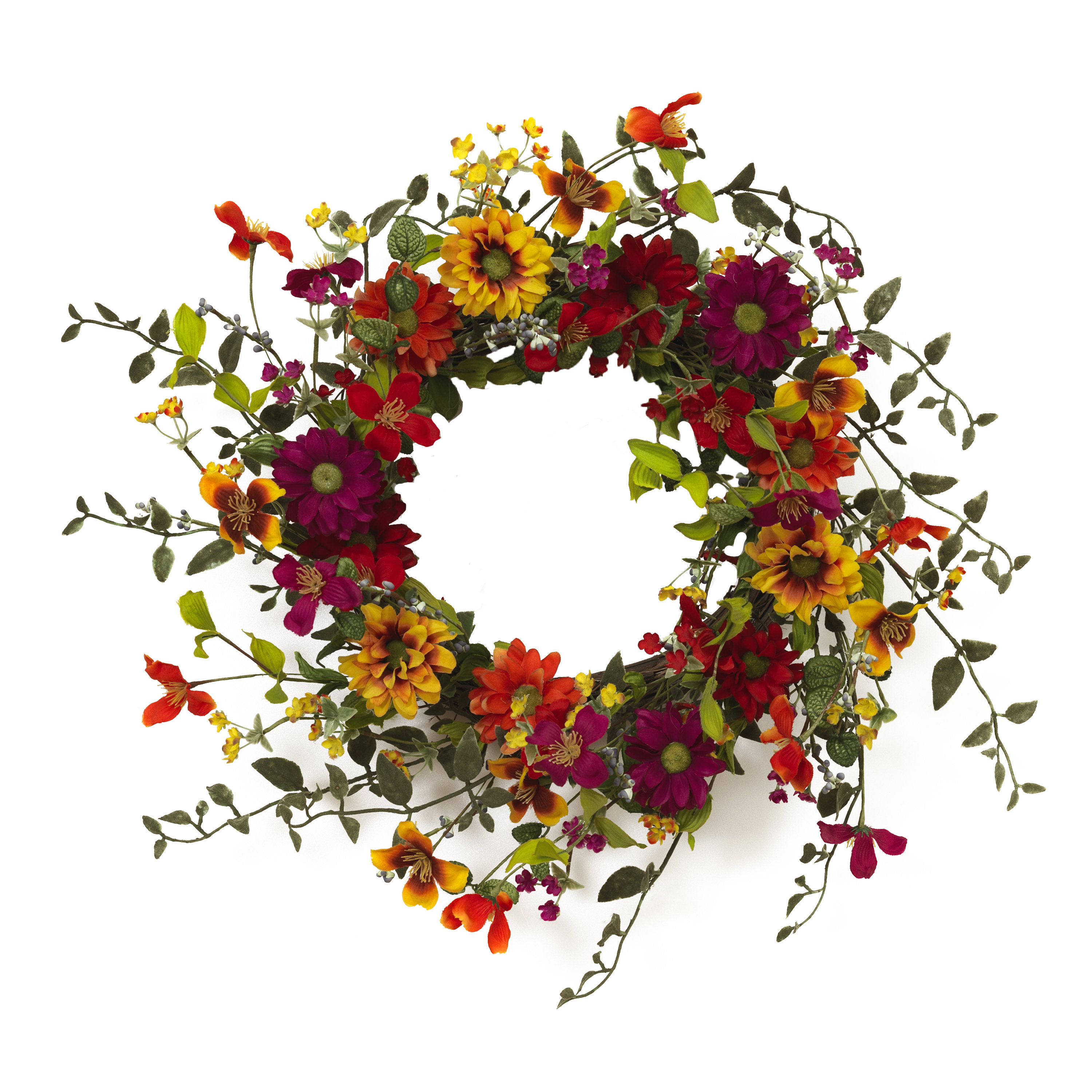 Rosalind Wheeler 24 In Summer Wild Flower Twig Wreath & Reviews | Wayfair