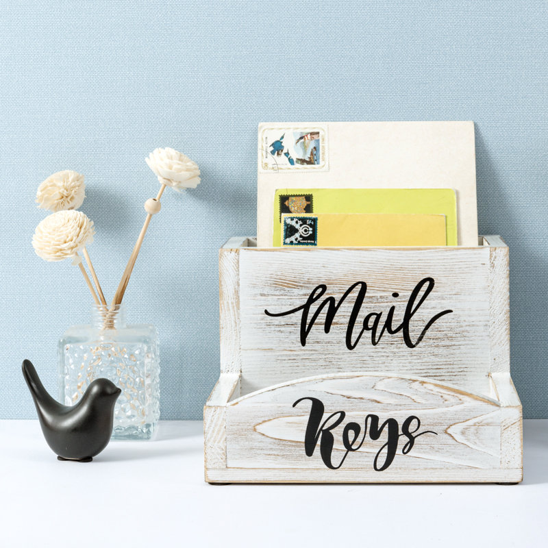 Gracie Oaks Azavion 2-Slot Wood Desktop Mail Organizer | Wayfair
