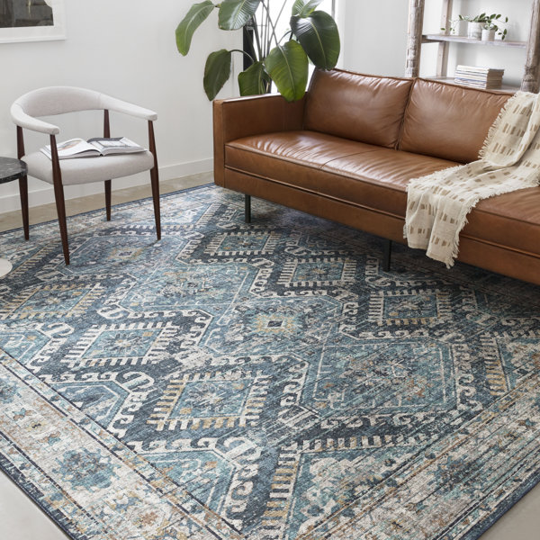 Bungalow Rose Gelo Performance Denim/Natural Rug & Reviews | Wayfair