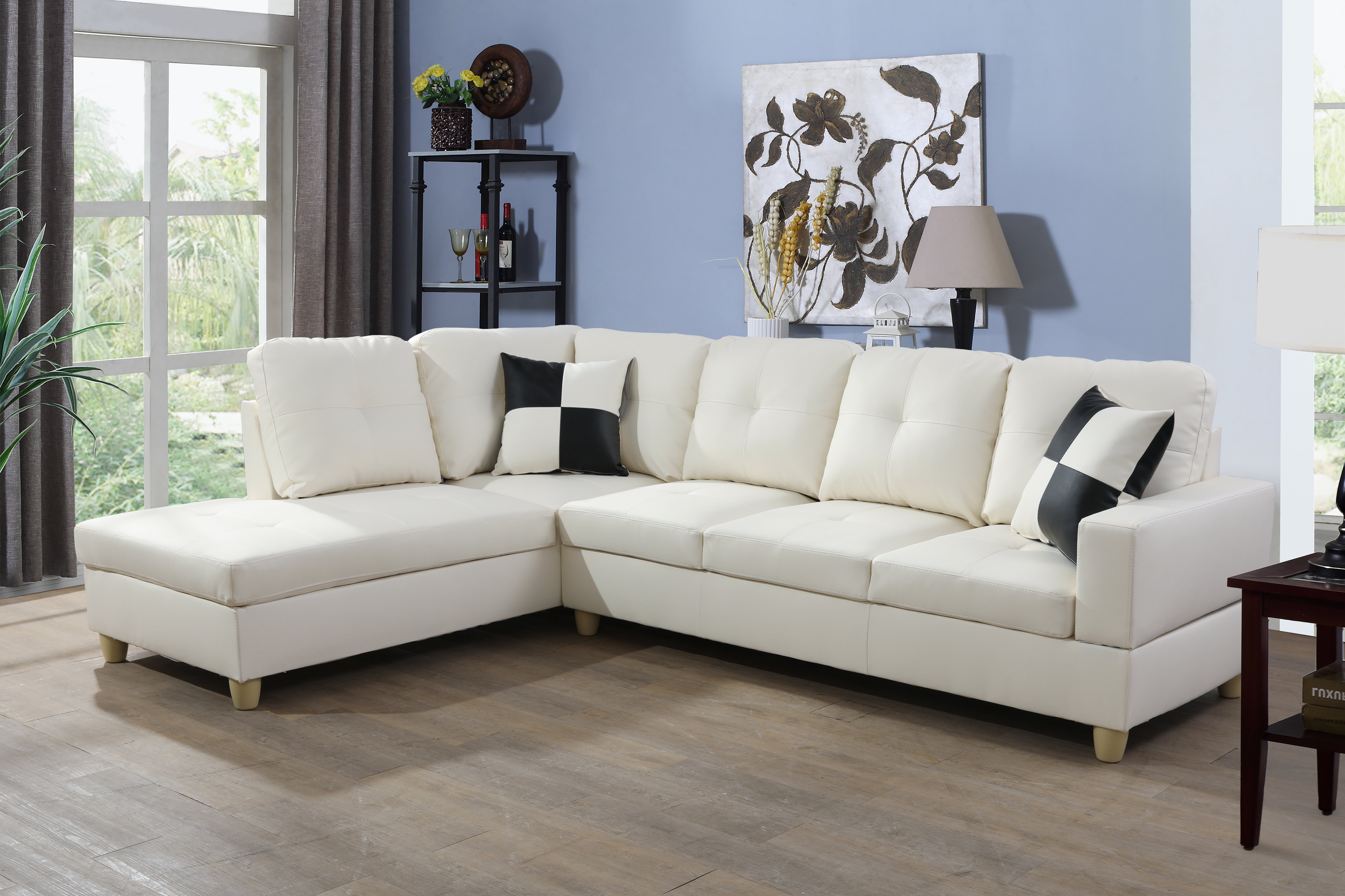 Orren Ellis Rukayat 103.5" Wide Faux Leather Left Hand Facing Sofa ...