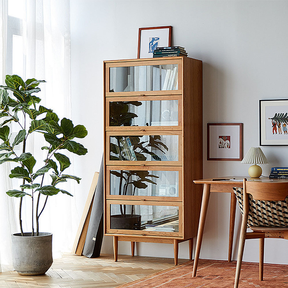 Dream cabinet Multi-Layer Glass Door Display Storage Cabinet | Wayfair