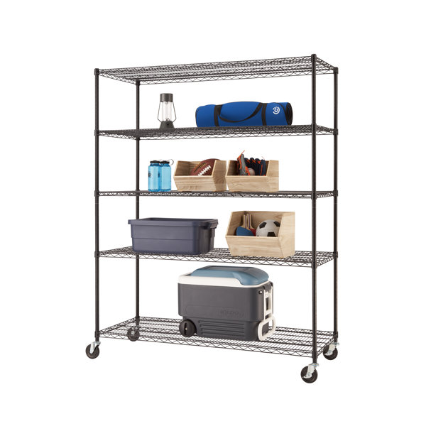 Trinity 60'' W Steel Height -Adjustable Shelving Unit with Wheels ...