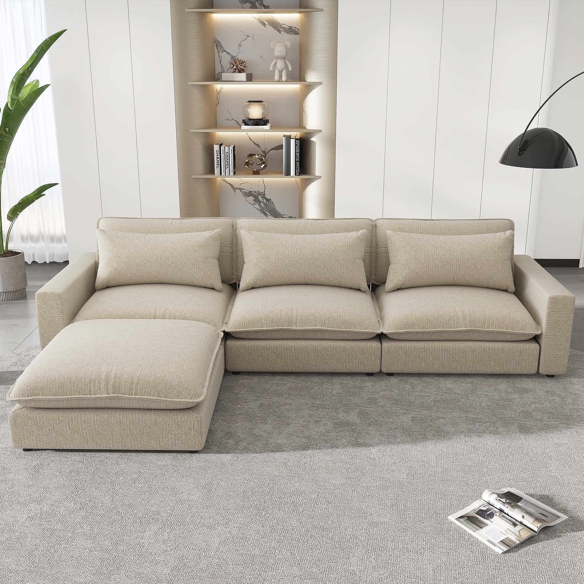 Latitude Run® Comfortable Chenille Upholstered Sofa with Movable ...