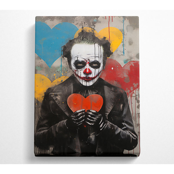 Bright Star Joker Heart Graffiti - Wrapped Canvas Print | Wayfair.co.uk