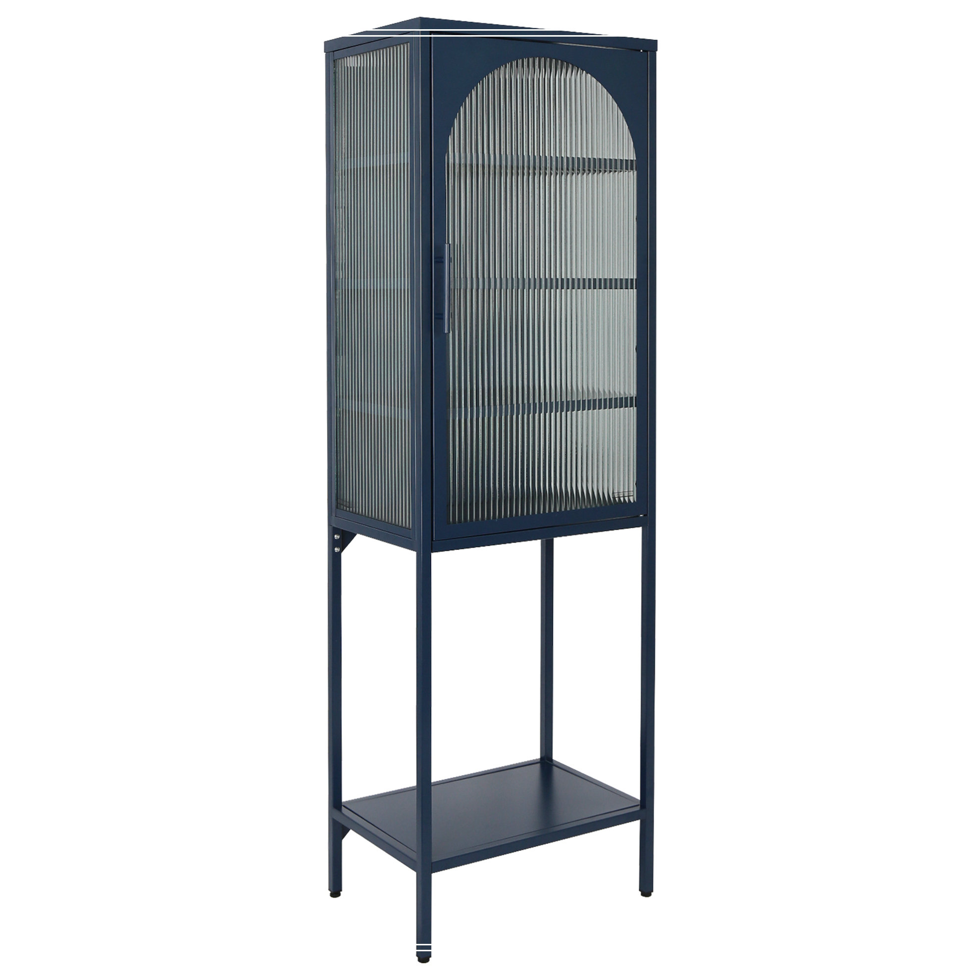 Ebern Designs Freestanding Tall Display Cupboard with Single Tempered ...
