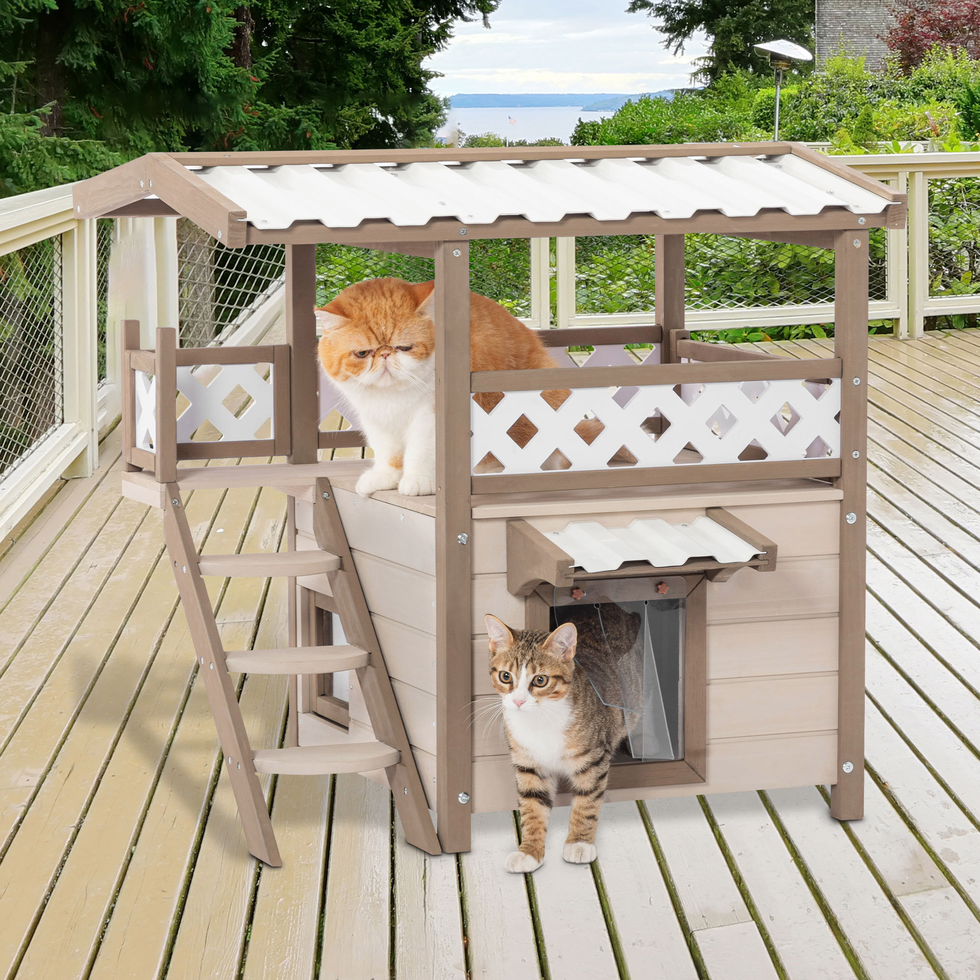 Tucker Murphy Pet™ Feral Cat House Outdoor Indoor Kitty Houses With ...