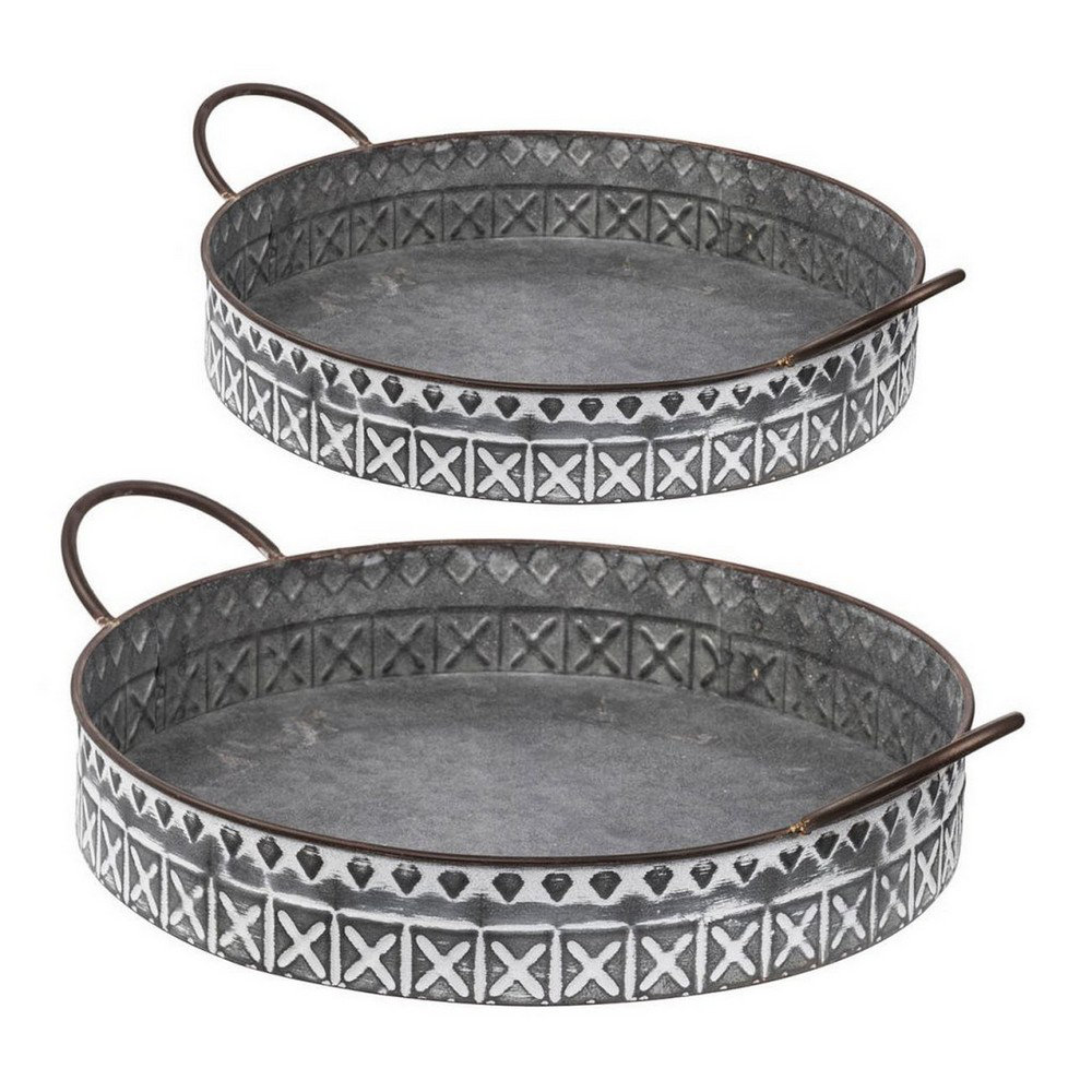 Benjara Metal Tray - Set of 2 | Wayfair